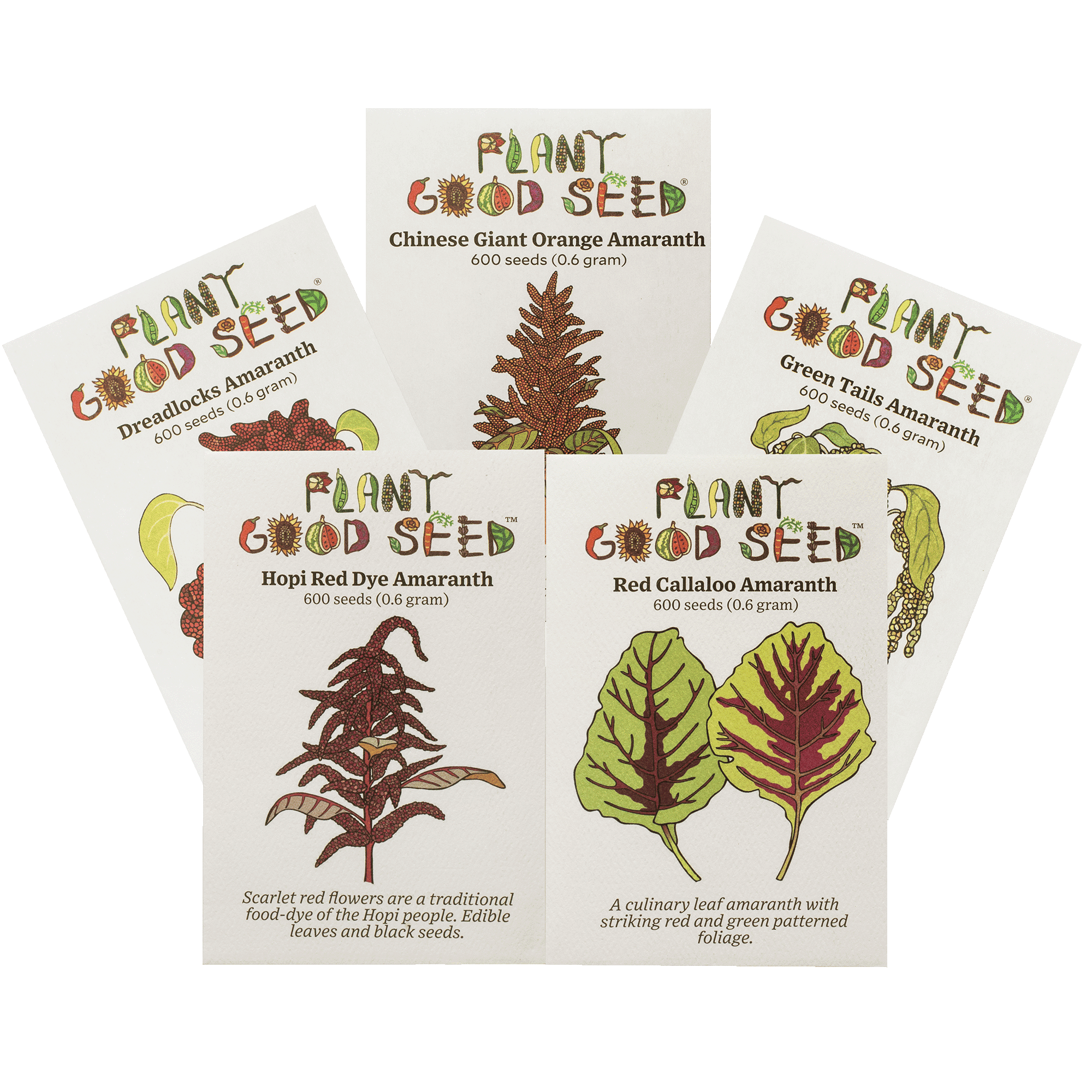 Plant Good Seed Amaranth Seed Collection - 5 Packets/600 seeds, Full ...