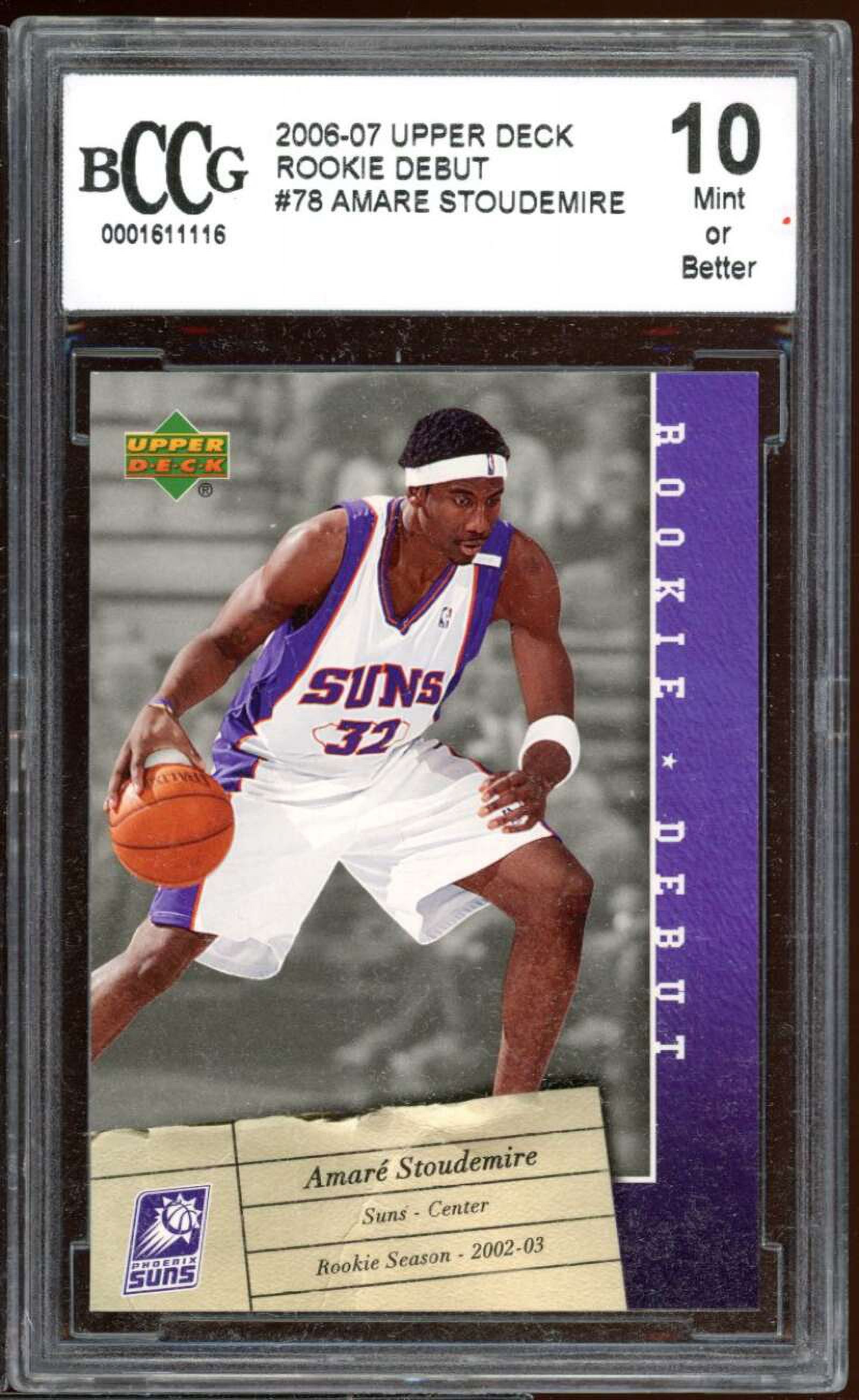 Amare Stoudemire Card 2006-07 Upper Deck Rookie Debut #78 BGS BCCG 10 ...