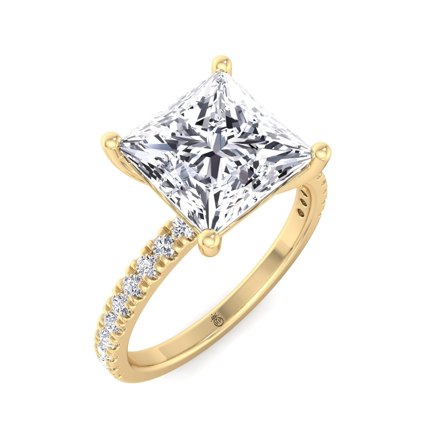 Amarillo - Moissanite Princess Cut Lab Diamond Engagement Ring With ...