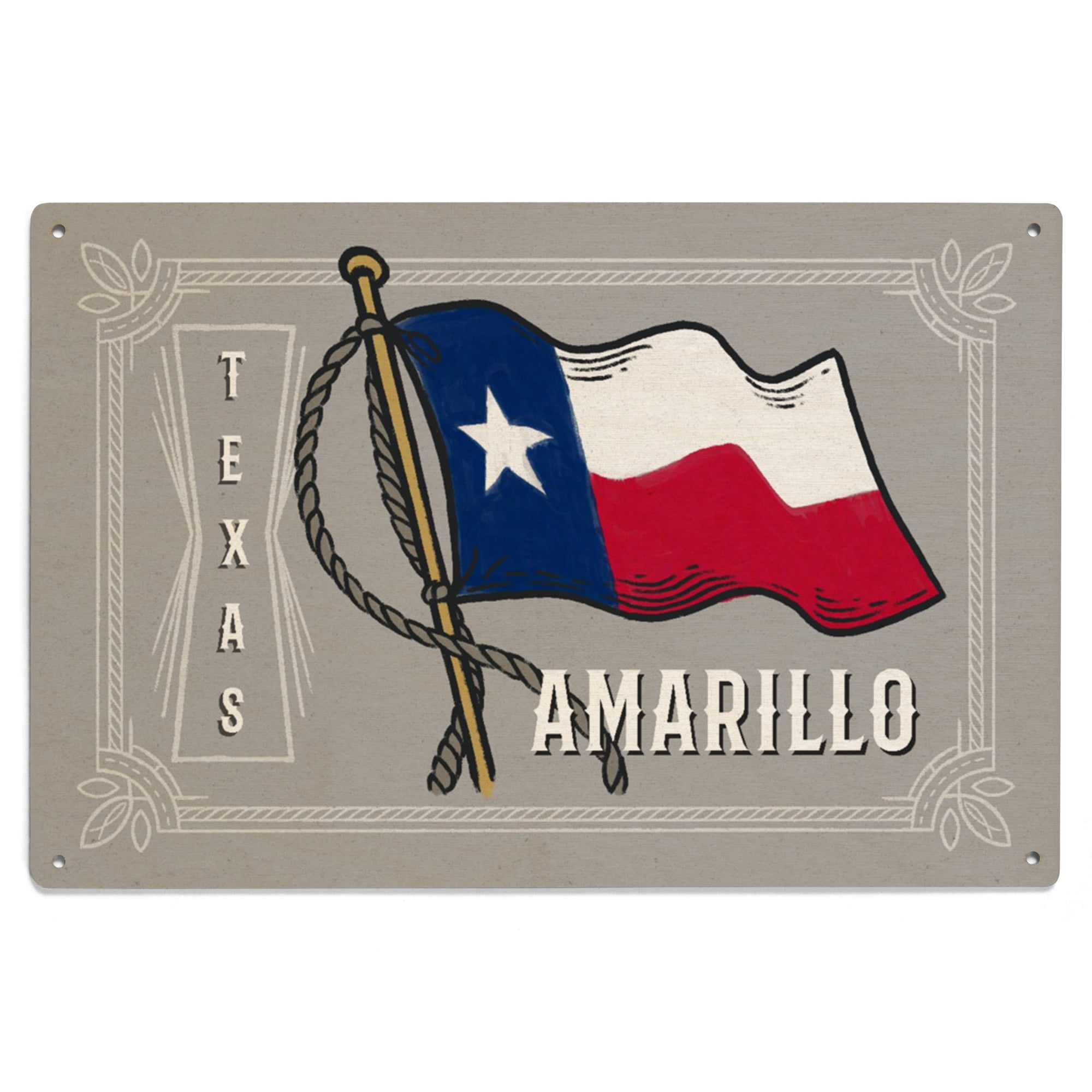 Amarillo, Texas, Waving State Flag, State Series Birch Wood Wall Sign ...