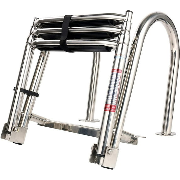 Amarine Made Boat Ladder, 3 Step Premium Stainless Folding Rear Entry ...