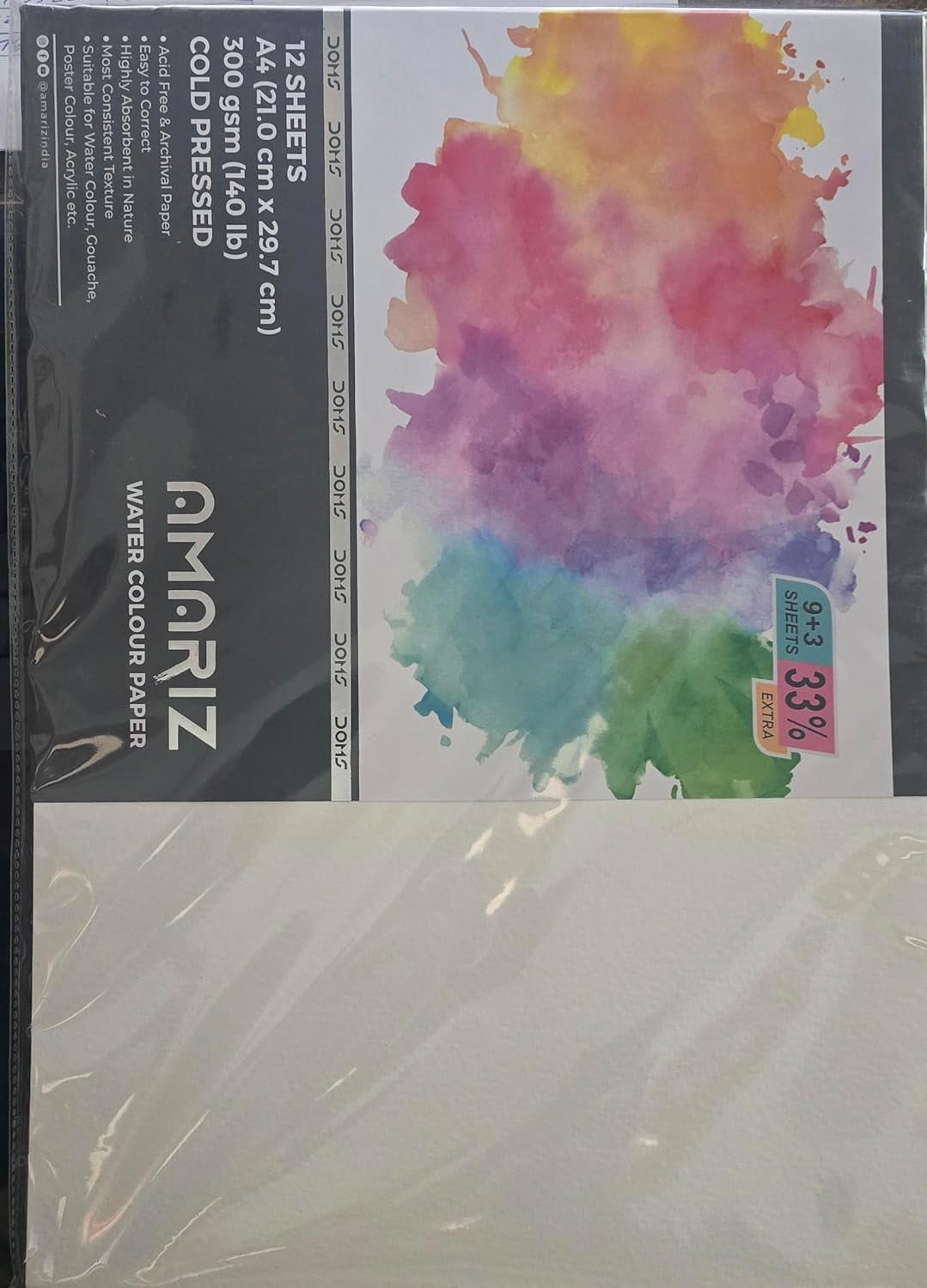Amariz Watercolor Paper 300 GSM 21 cm x 297 cm Size A4 12 Sheet Packet ...