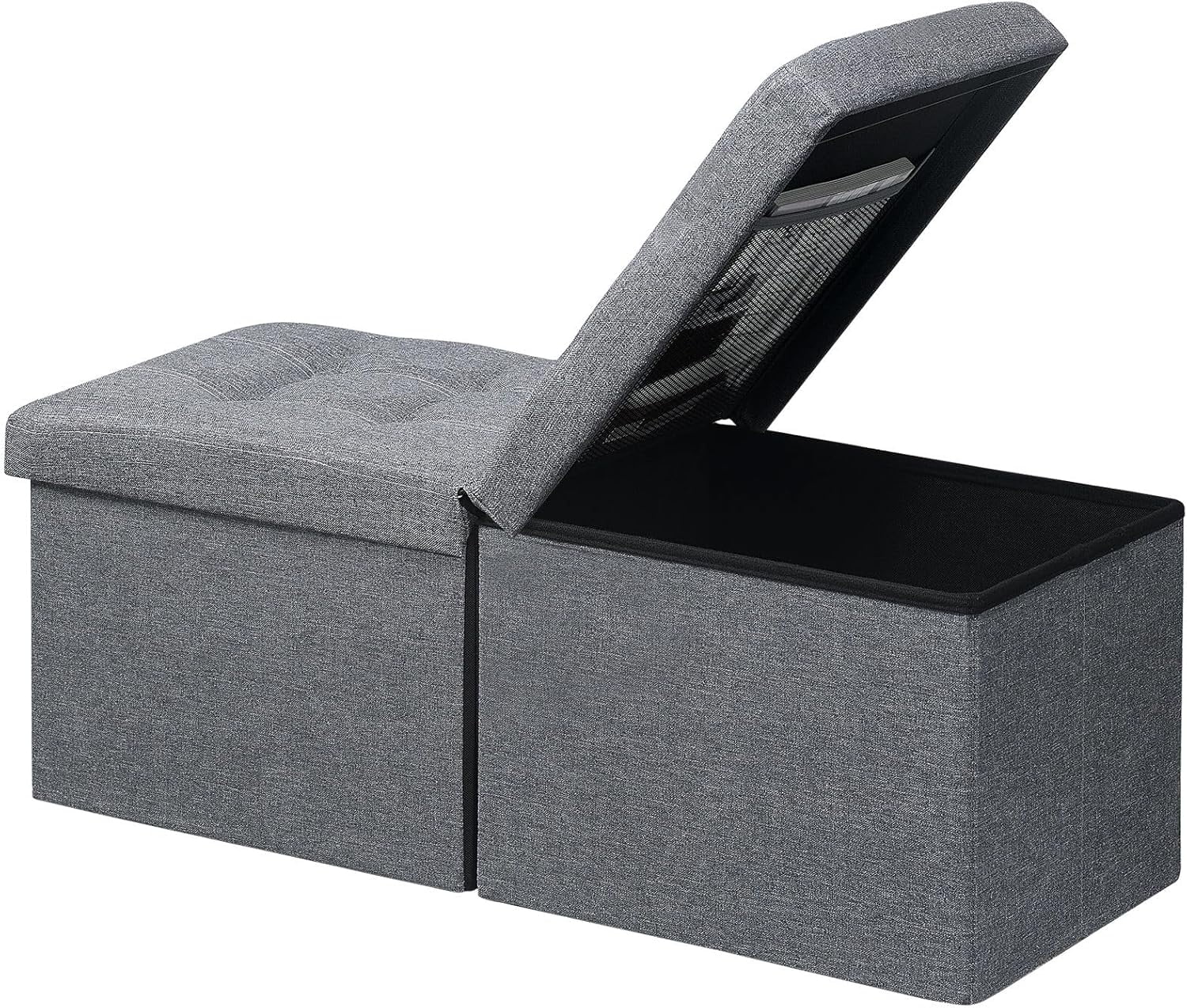 AmasSmile Storage Bench Folding Storage Ottoman Foot Rest Stool, 34 ...