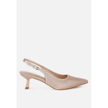 Vernaos Pointed Toe Rhinestone Slingbacks - Walmart.com