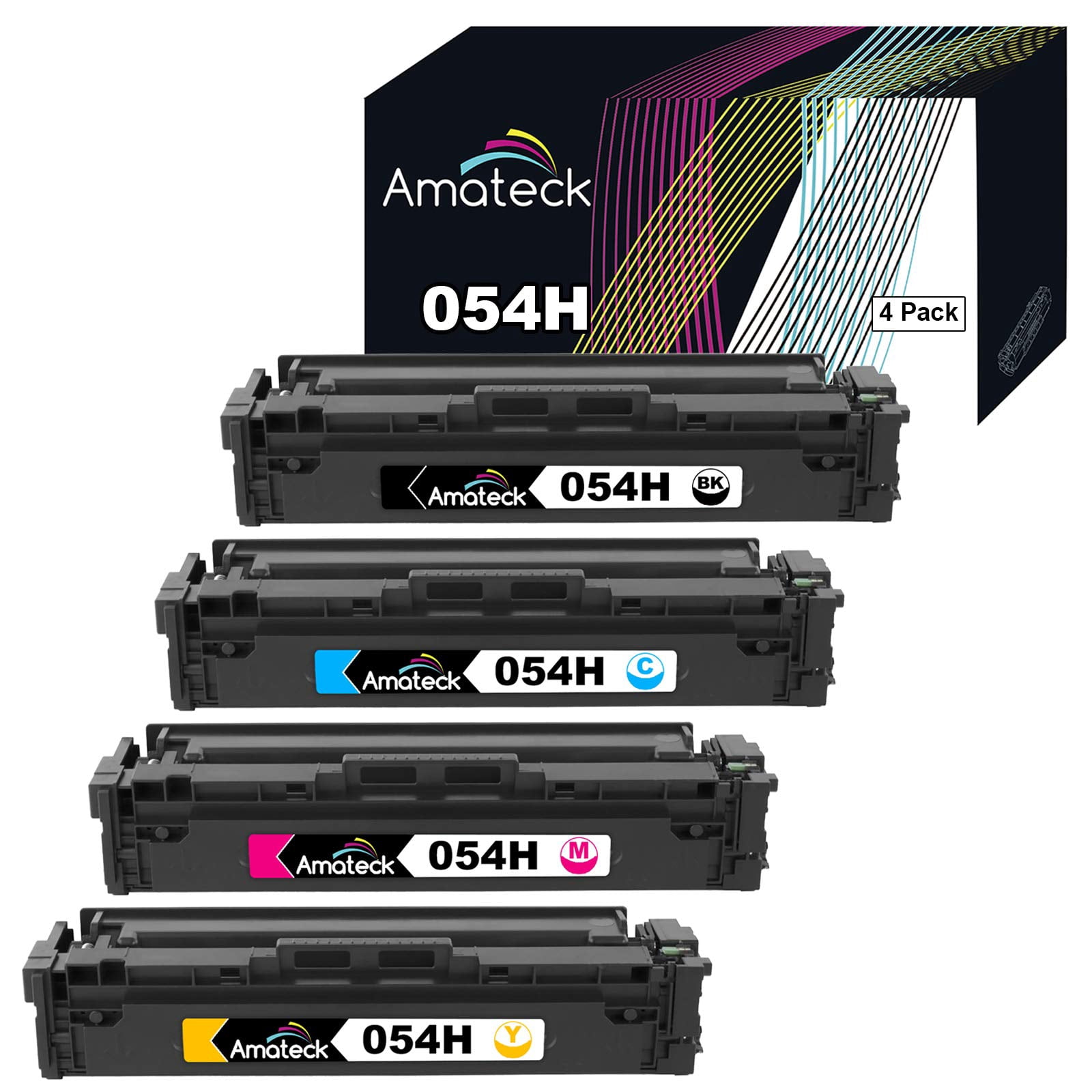 Amateck Compatible 4 Pack 054H High Yield Toner Cartridge Black Cyan ...