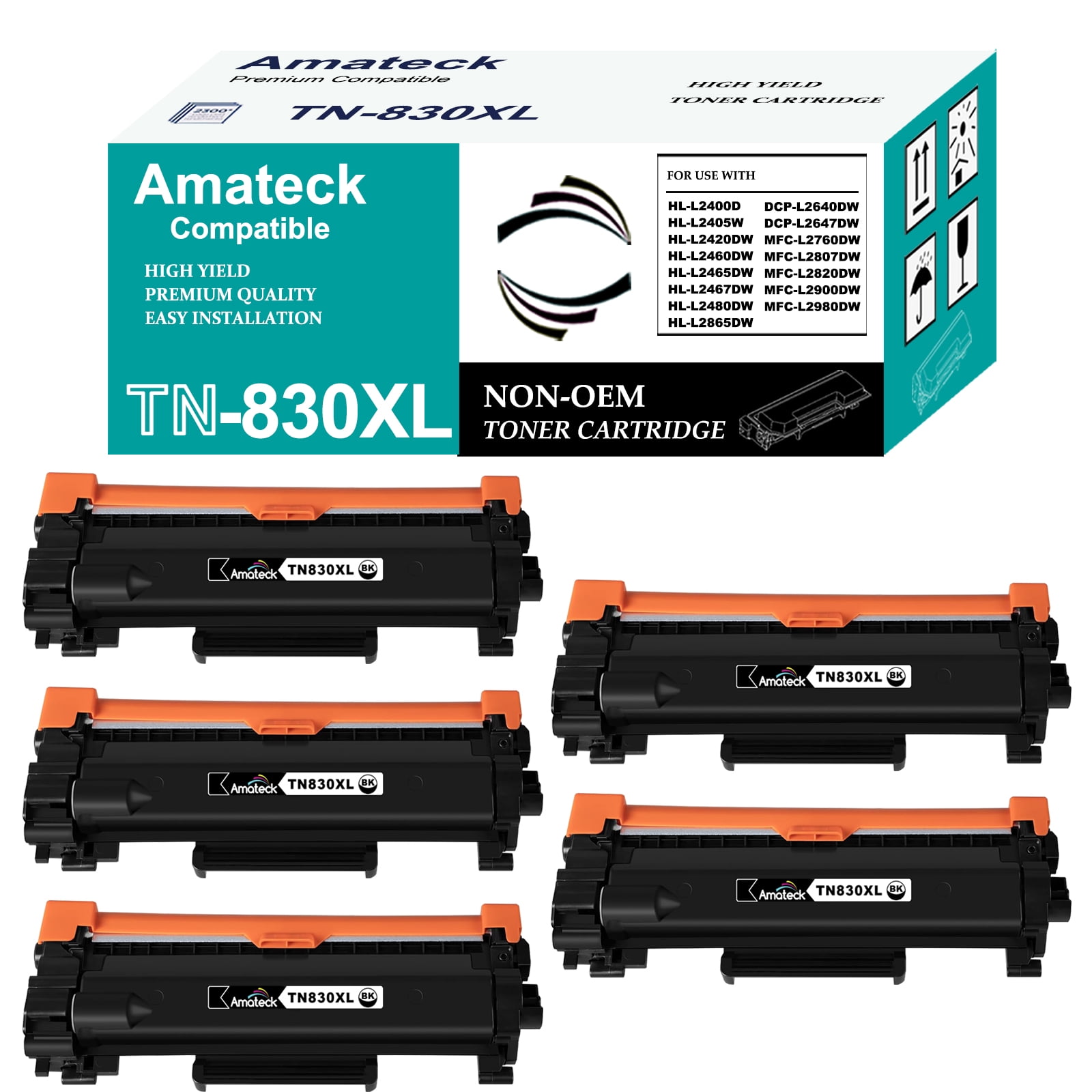 Amateck Compatible High Yield Toner Cartridge Replacement for Brother ...