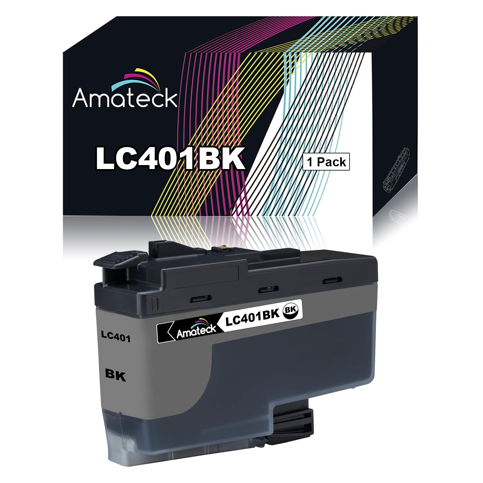 Amateck Compatible Ink Cartridge Replacement for Brother LC401BK Black ...