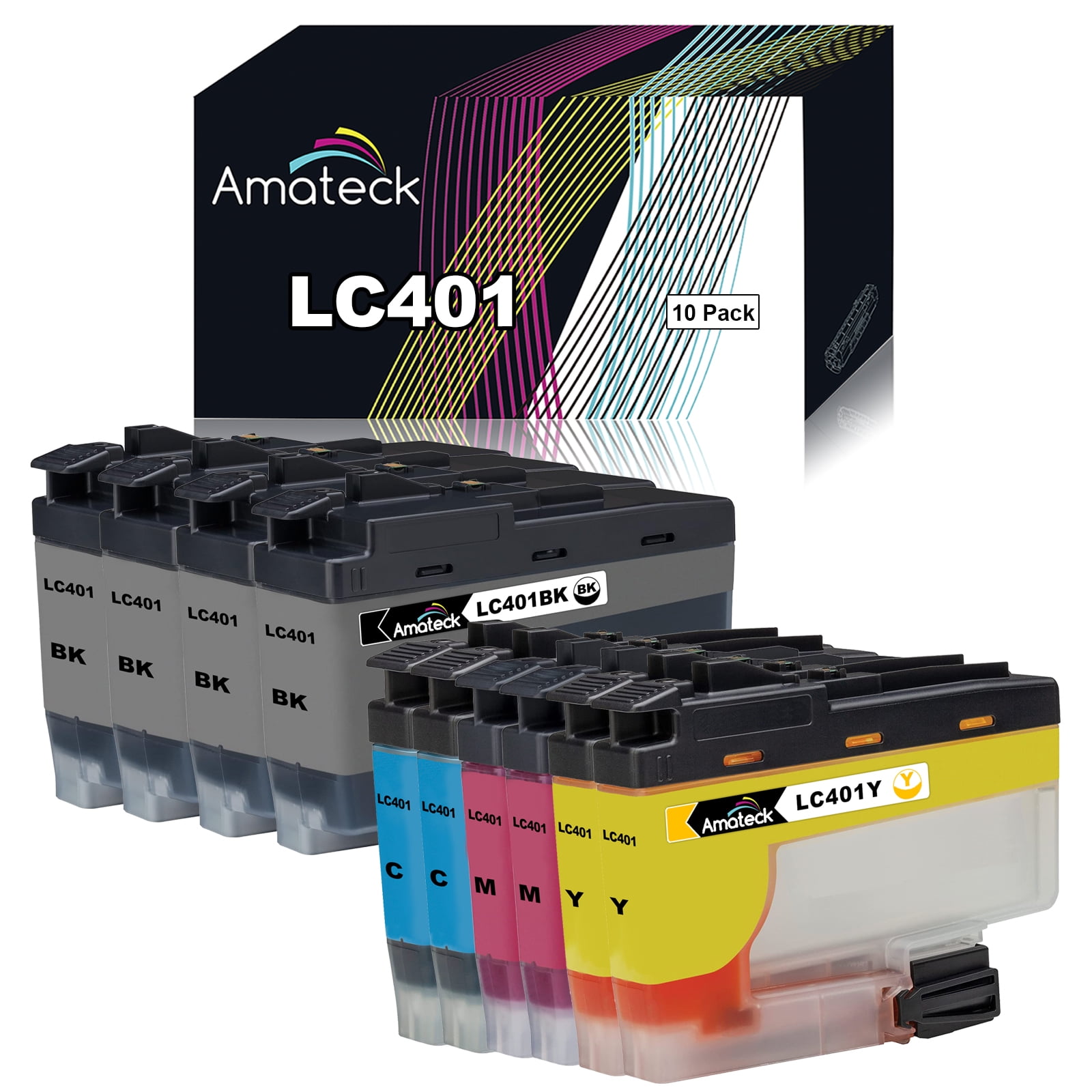 Amateck Compatible Ink Cartridge Replacement for Brother LC401BK LC401C ...