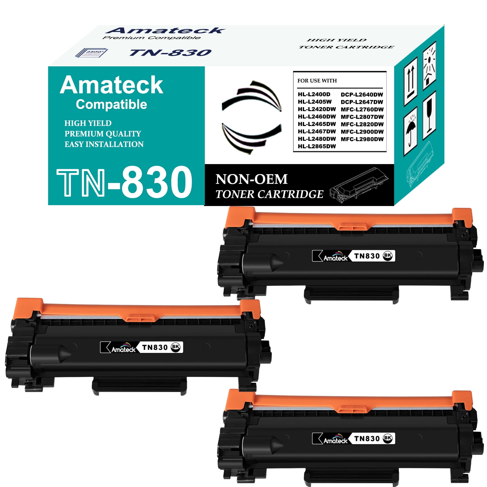Amateck Compatible Toner Cartridge Replacement for Brother TN830 Black ...