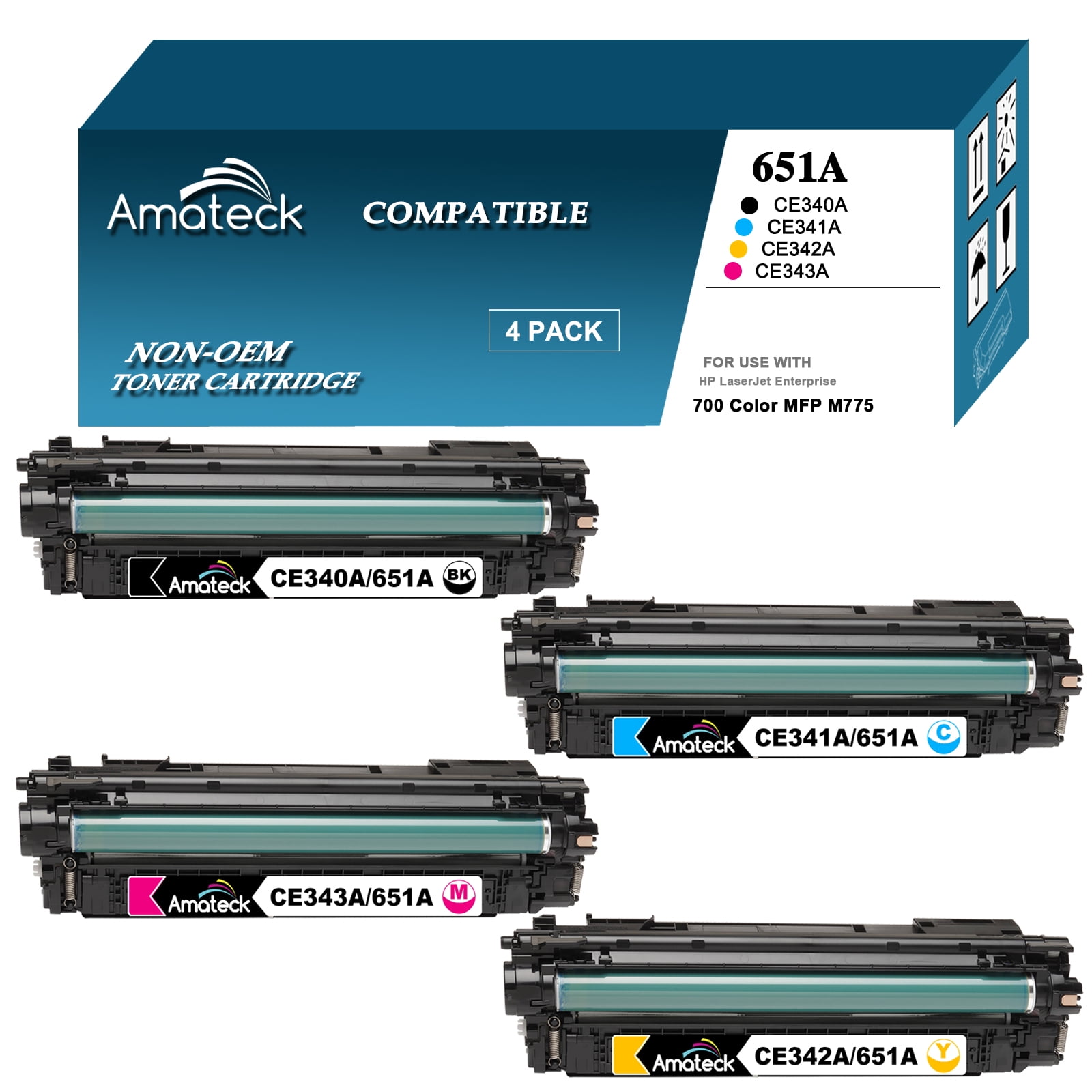 Amateck Compatible Toner Cartridge Replacement for CE340A CE341A CE342A ...