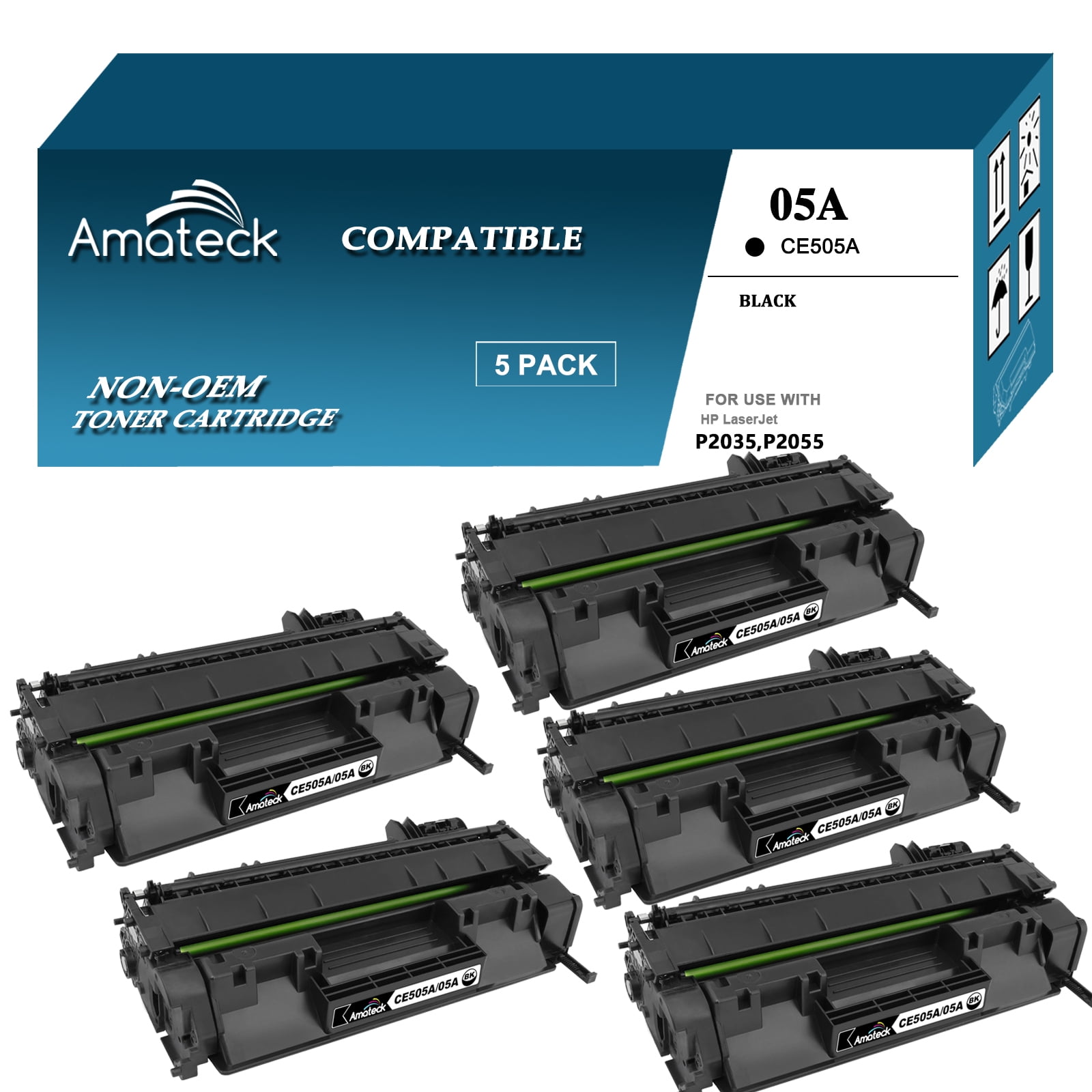 Amateck Compatible Toner Cartridge Replacement for CE505A (HP 05A ...