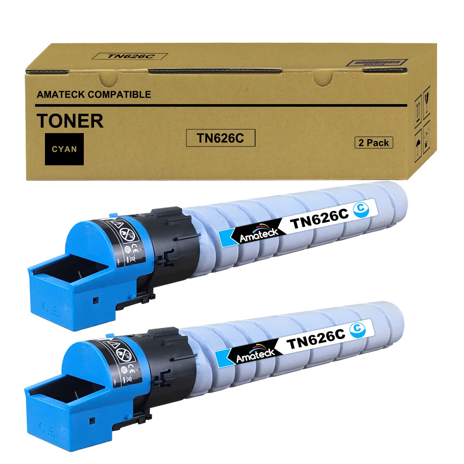 Amateck Toner Cartridge Replacement for Konica Minolta TN626C Cyan 2 ...