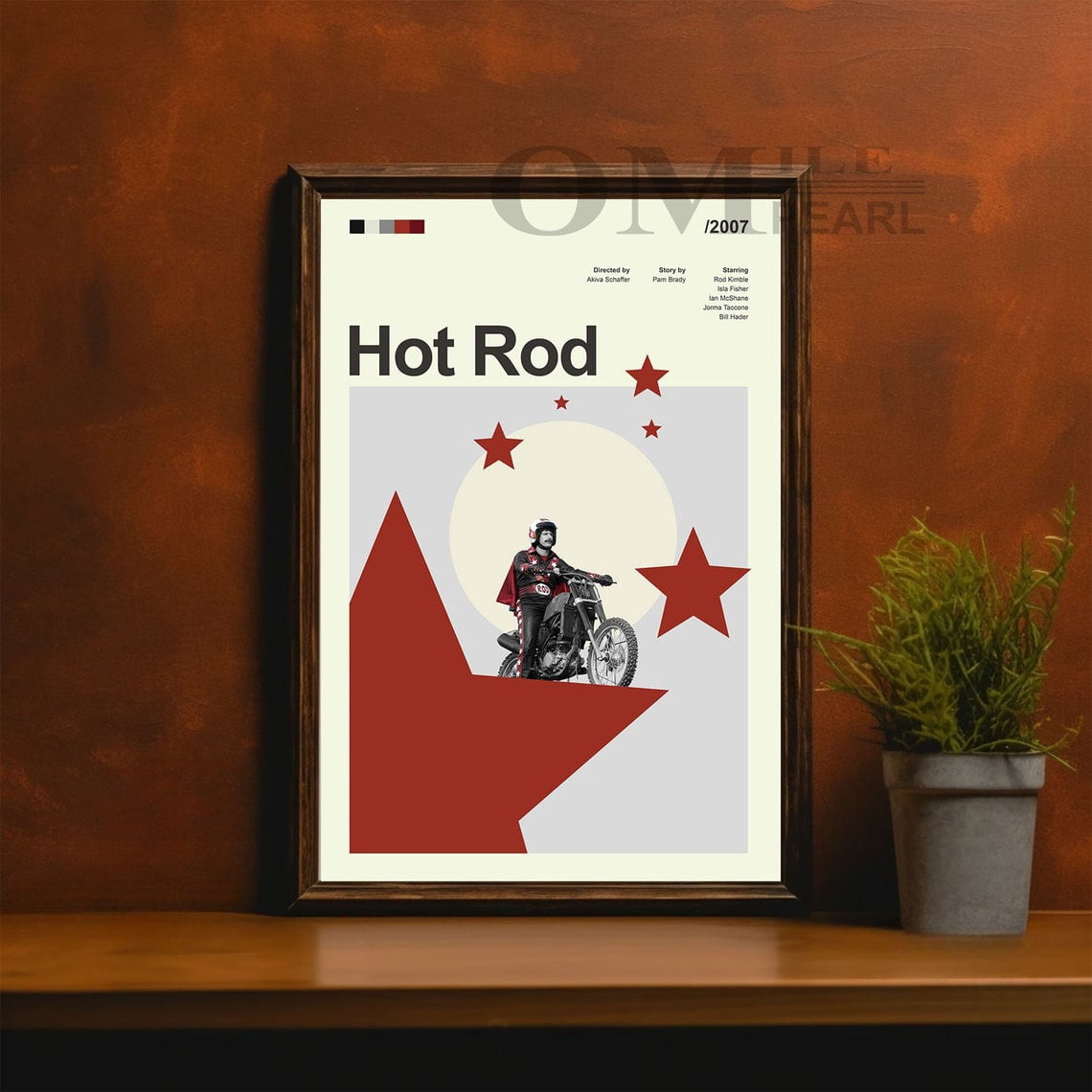 Amateur Stuntman Hot Rod Motorcycle Pool Jump Minimalist Black and ...