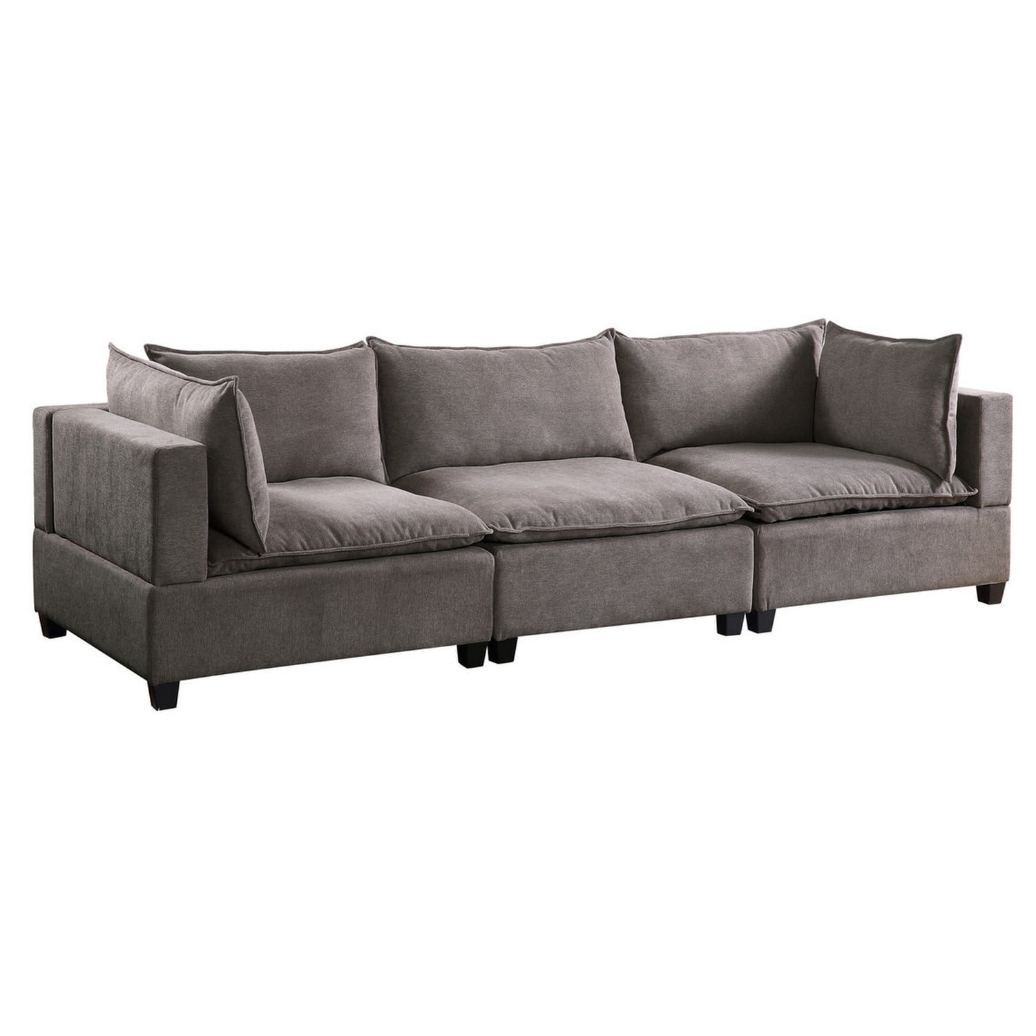 Amato 84 Inch Loveseat with Padded Seats Wood Frame Modern Gray Fabric ...