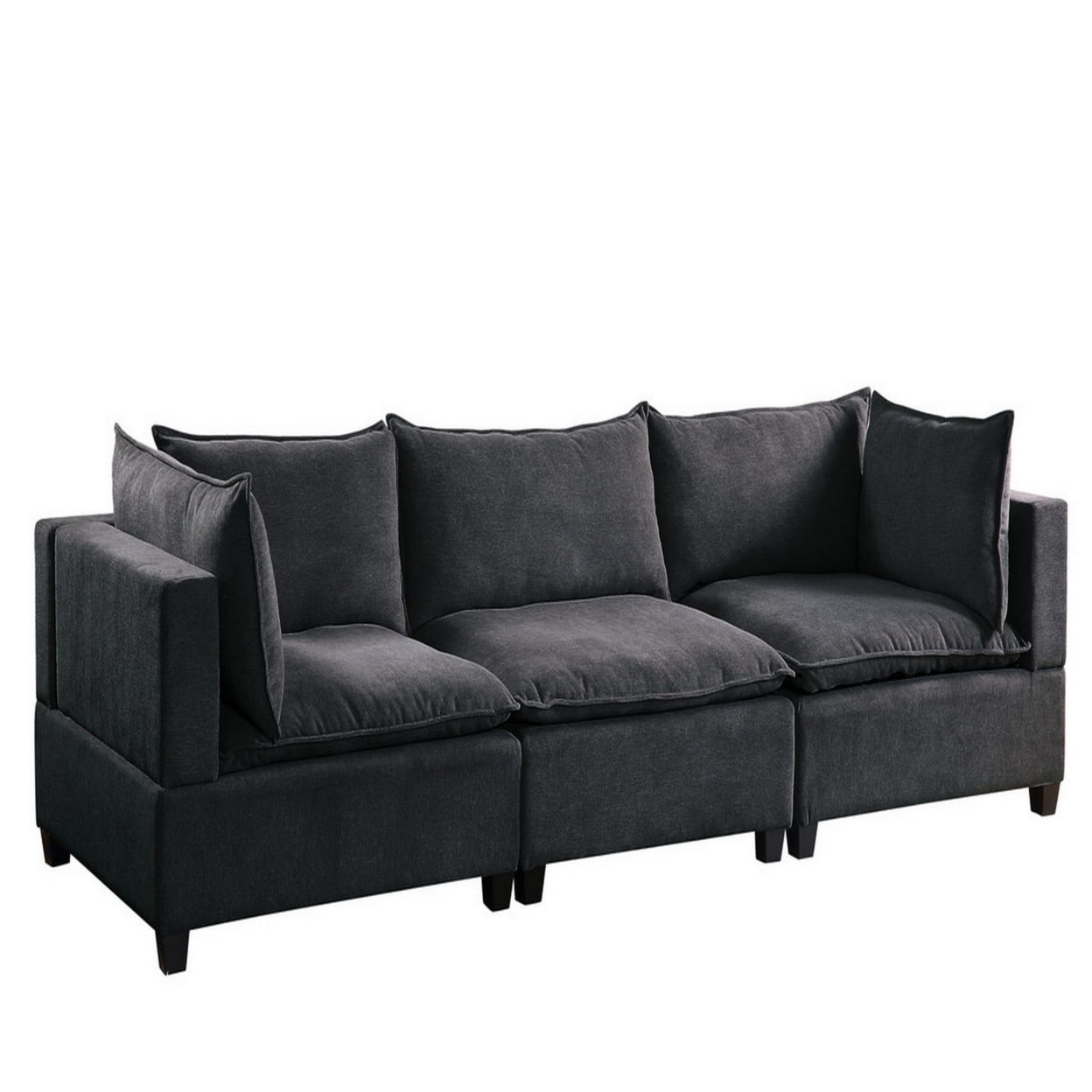 Amato 42 Inch Sectional Sofa, Pocket Coil Seats, Block Legs, Dark Gray ...