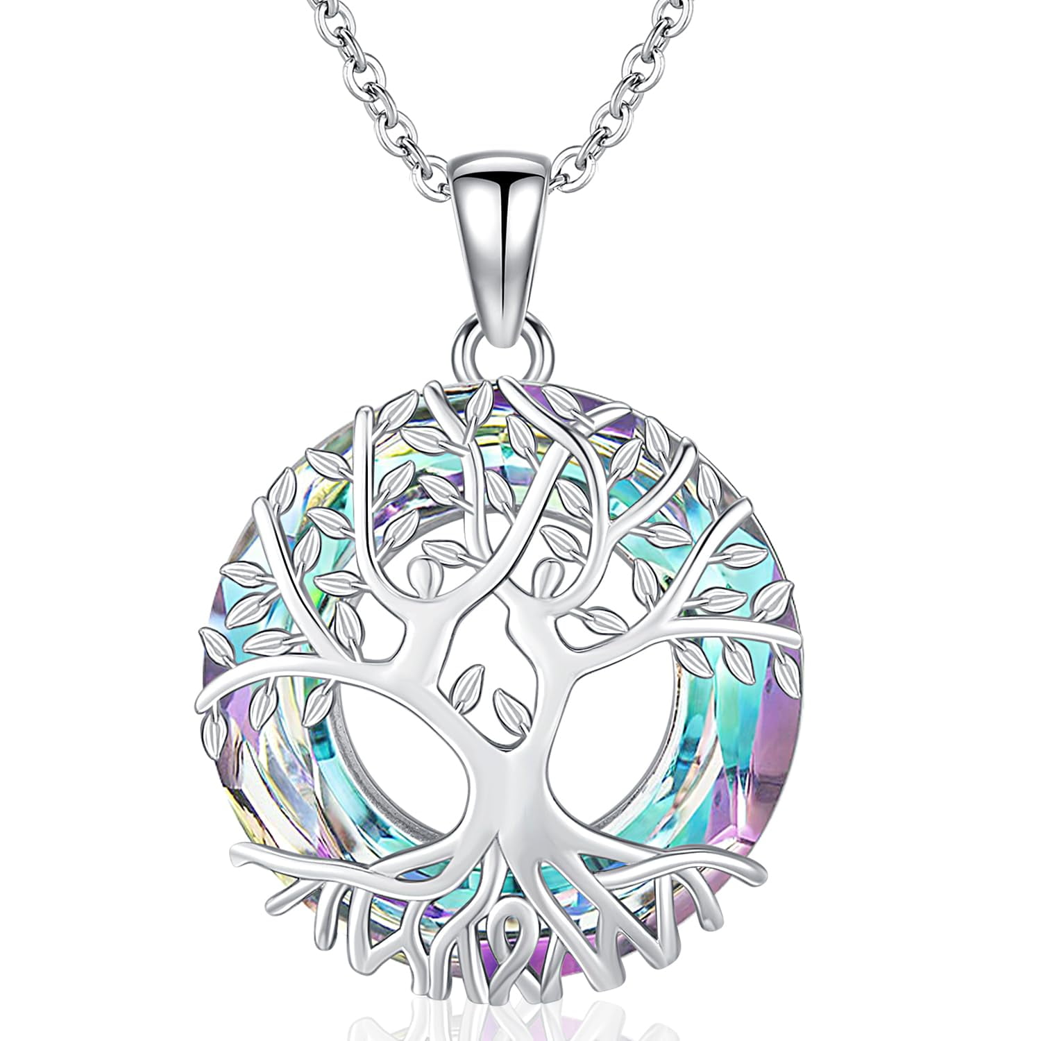 Amavive Sterling Silver Family Tree of Life Necklace with Crystal for ...