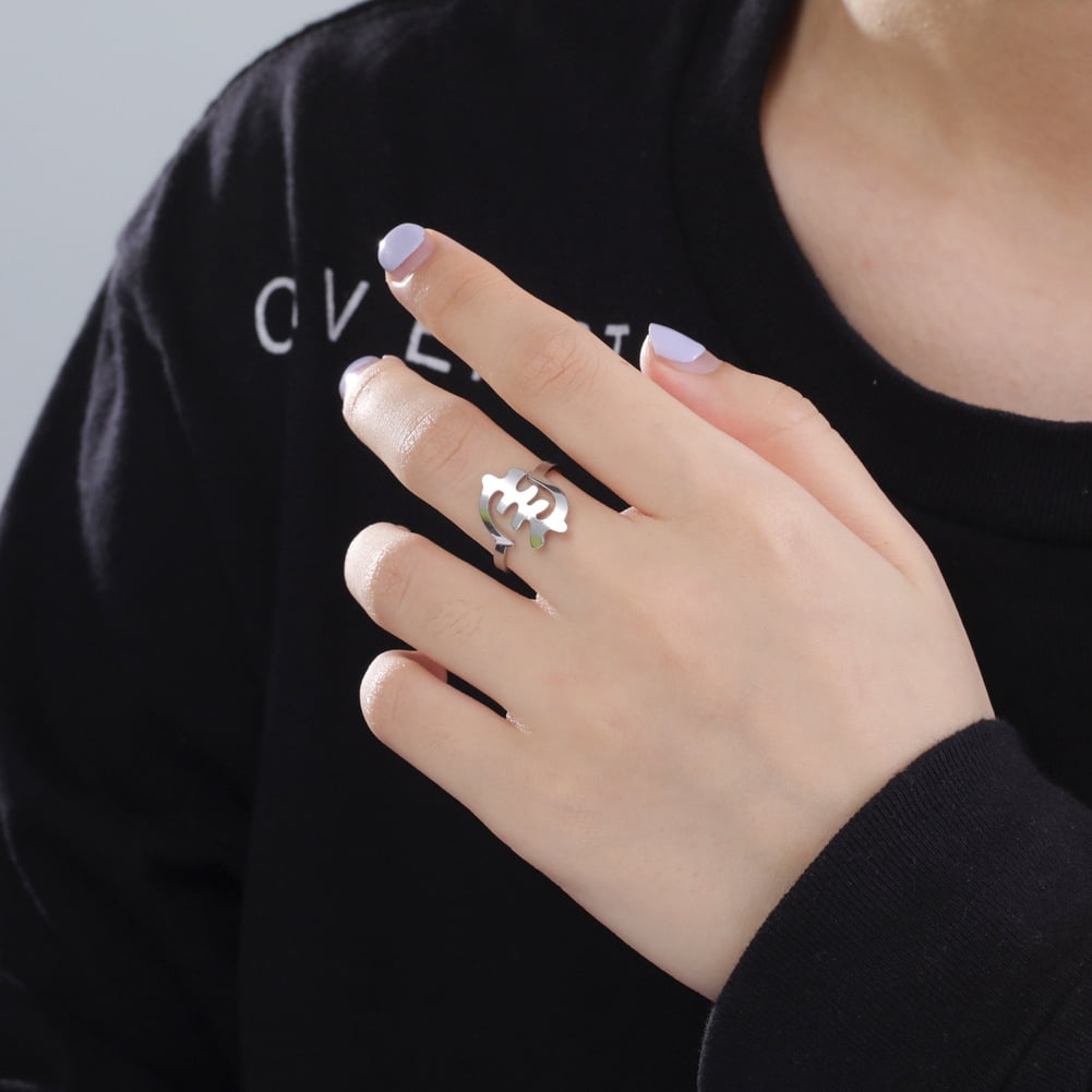 Amaxer Color Fishbone Open End Ring 14K Yellow Gold African Adinkra ...