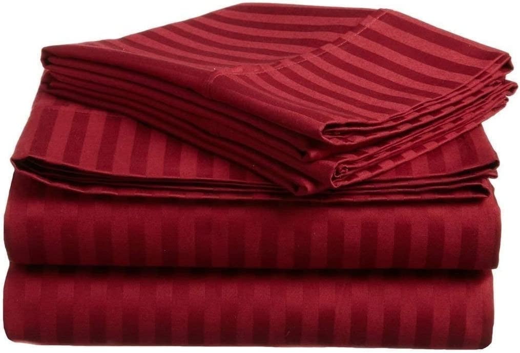 Amay 100% Cotton 600-Thread Count 4-PCs Sheet Set Easily Fit upto 24 ...