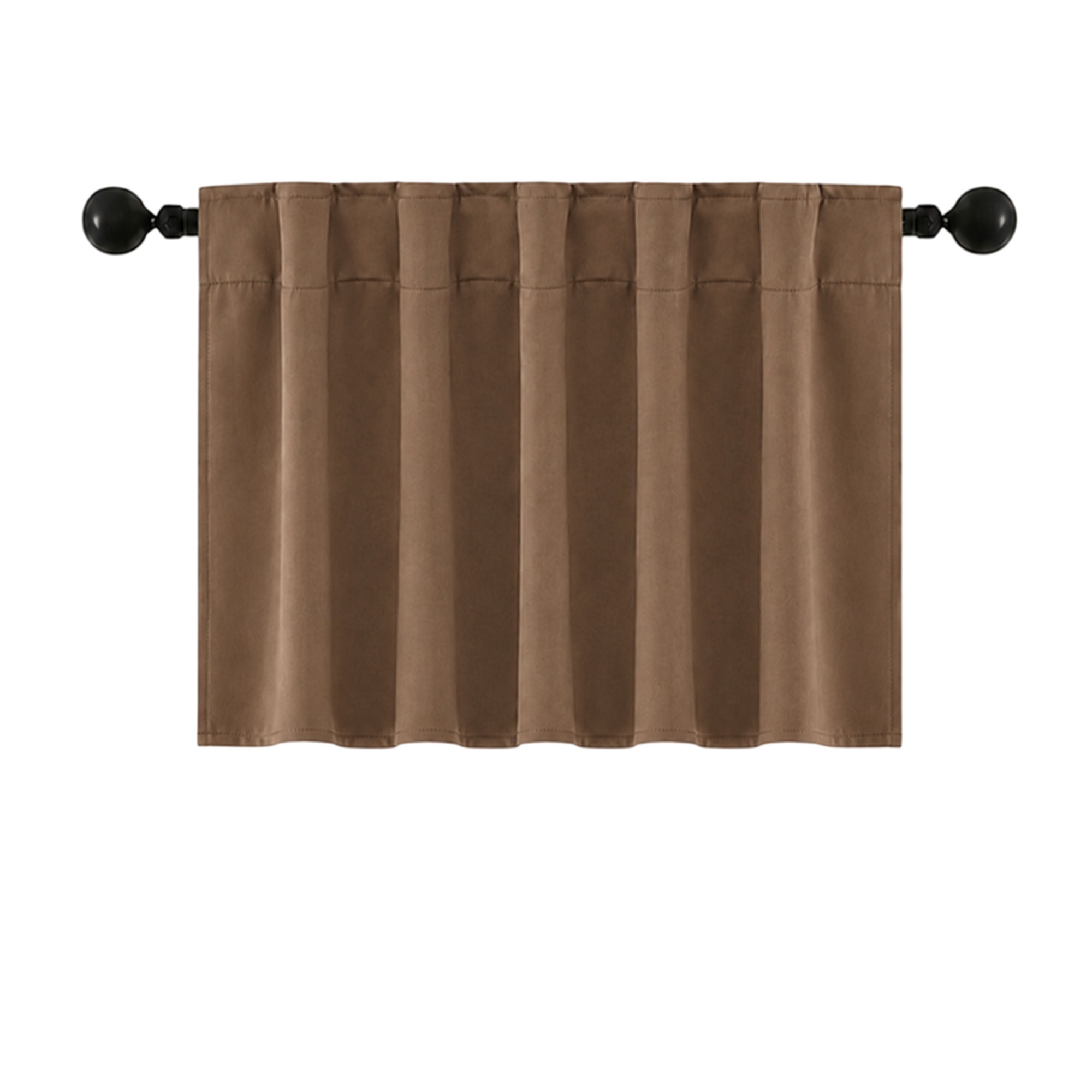 Amay Blackout Polyester Back Tab Transom Window Valance Curtain, Coffee ...