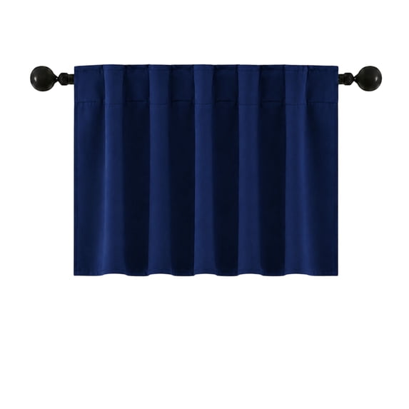Amay Blackout Polyester Back Tab Transom Window Valance Curtain, Navy ...