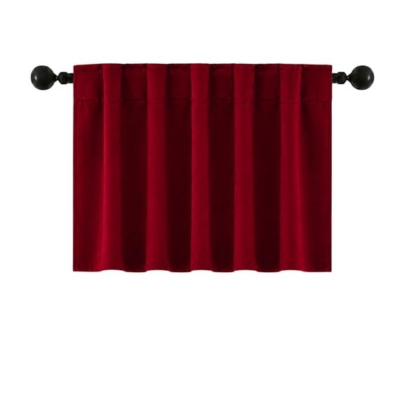 Amay Blackout Polyester Back Tab Window Valance Curtain, Burgundy, 42”W ...