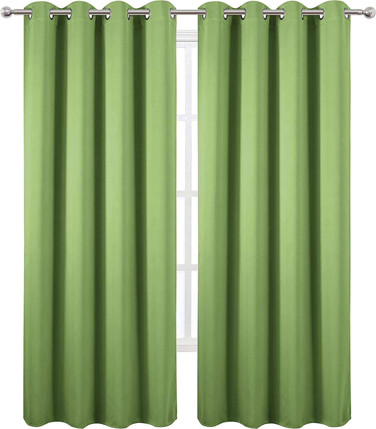 Amay Grommet Top Blackout Curtain Panel Fresh Green 72 Inch Wide by 132 ...