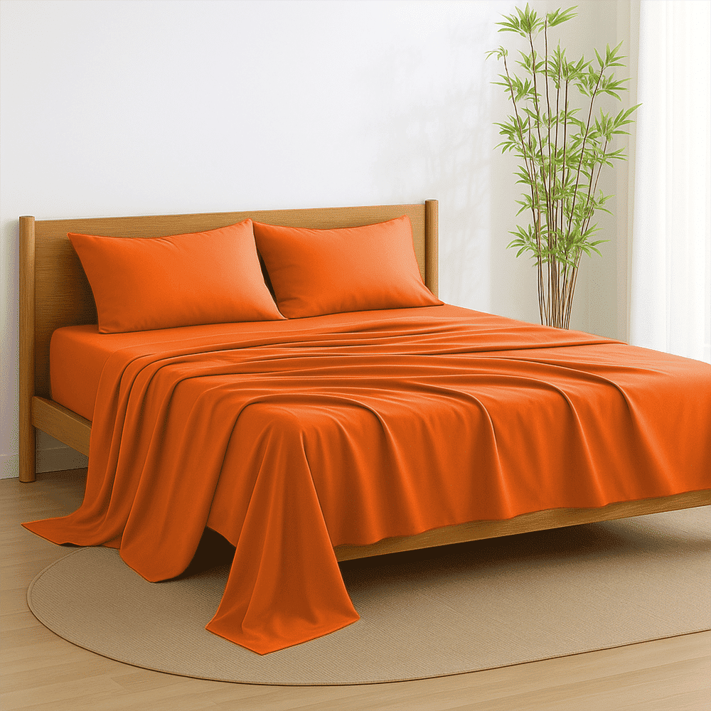 Amay Luxury Organic Cotton King Bed Sheet Set, 4-Piece, 500 Thread ...