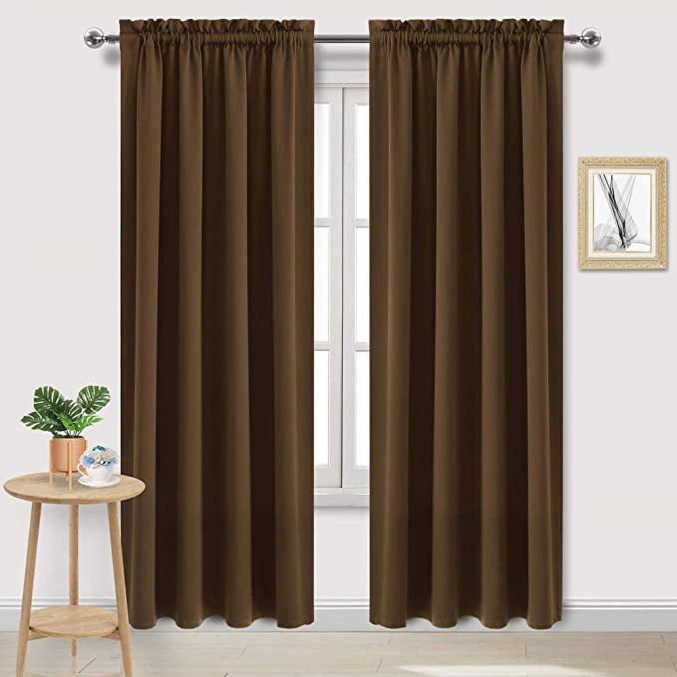 Amay Rod Pocket Window Curtain Panel Brown 100 Inch Wide by 132 Inch ...