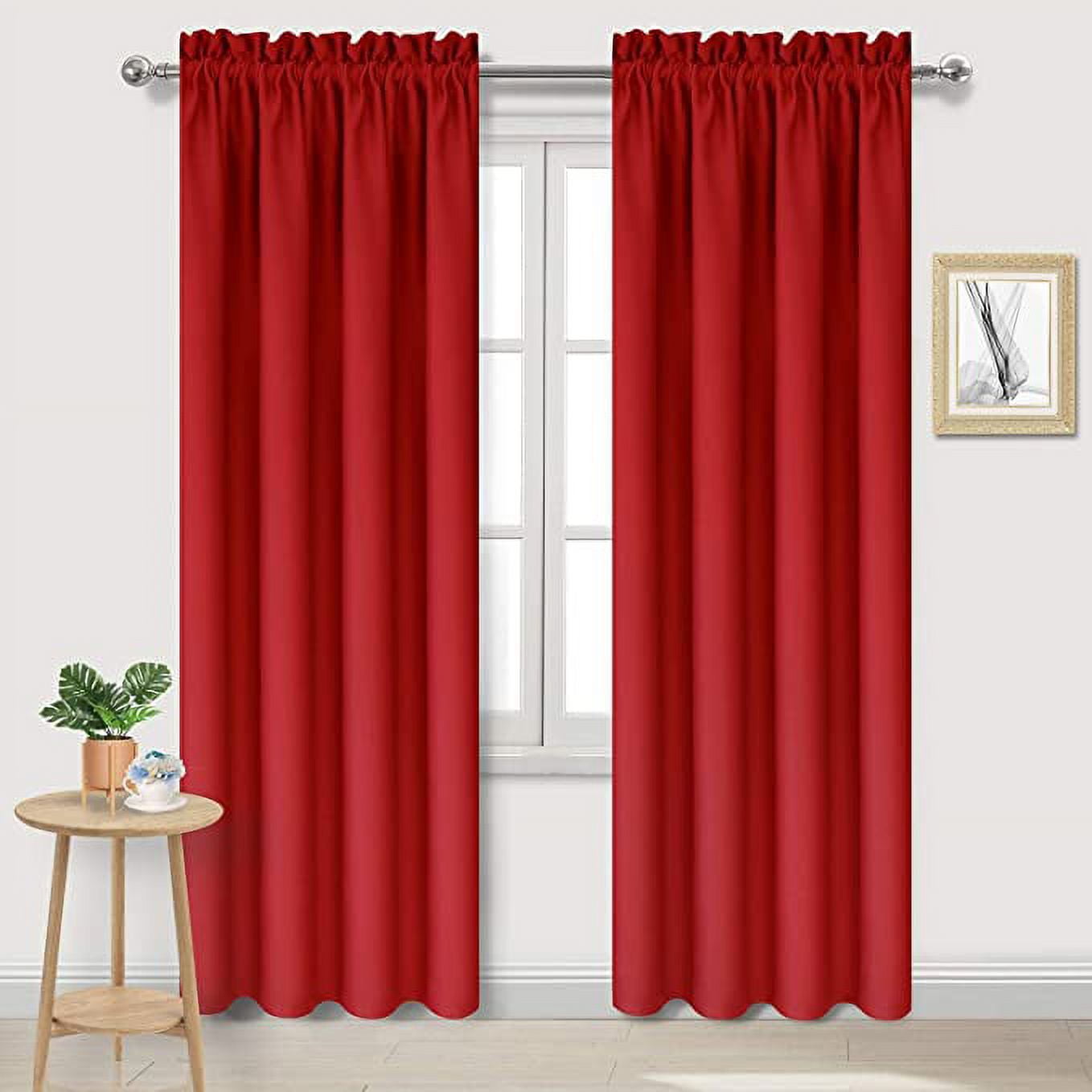Amay Rod Pocket Window Curtain Panel True Red 100 Inch Wide by 96 Inch ...