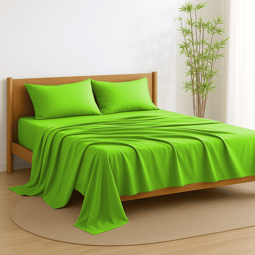 Amay Soft Luxury Organic Cotton Queen Bed Sheet Set, 4-Piece, 500 ...