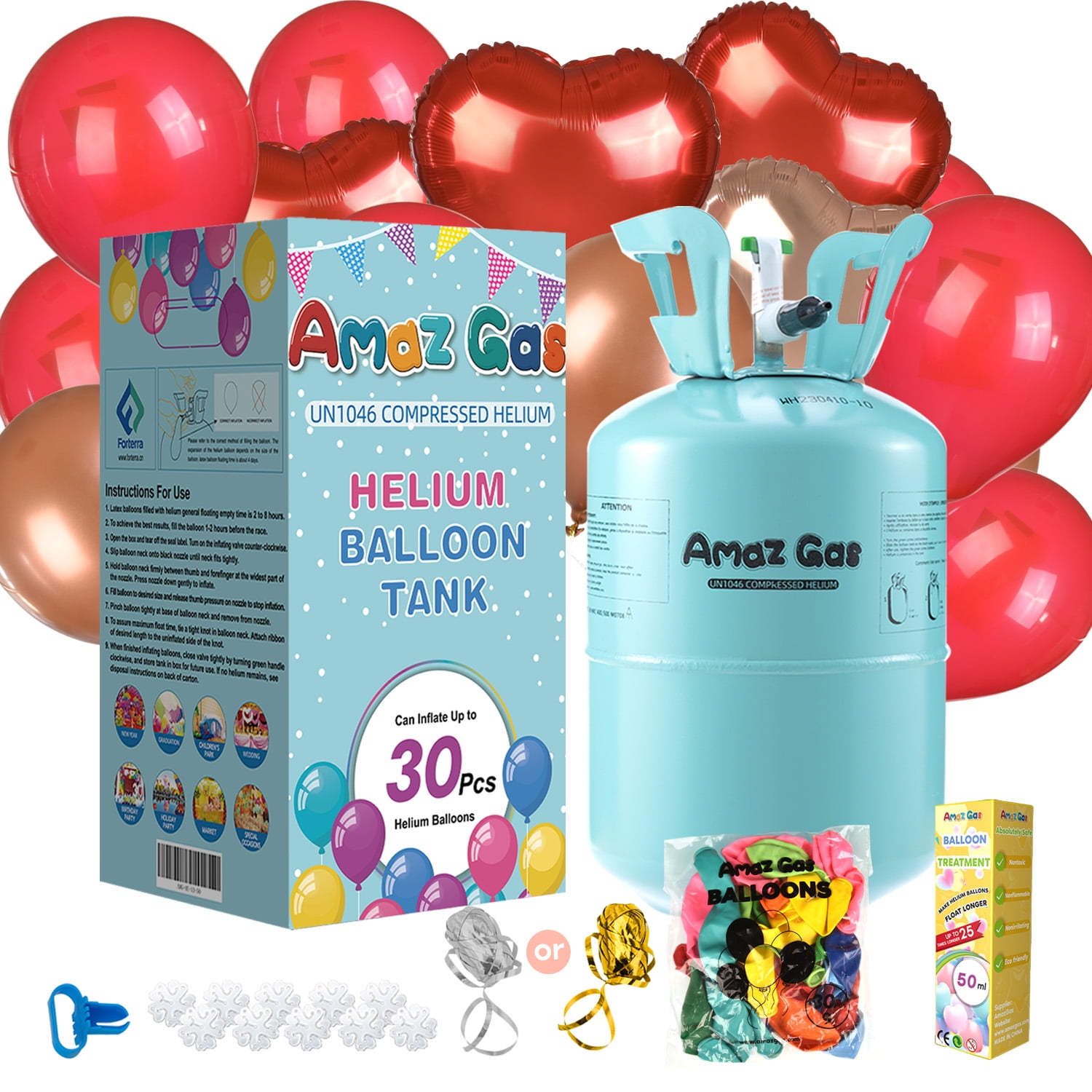 Amaz Gas 7L Helium gas tank kit, Blue, 1 pack - Walmart.com