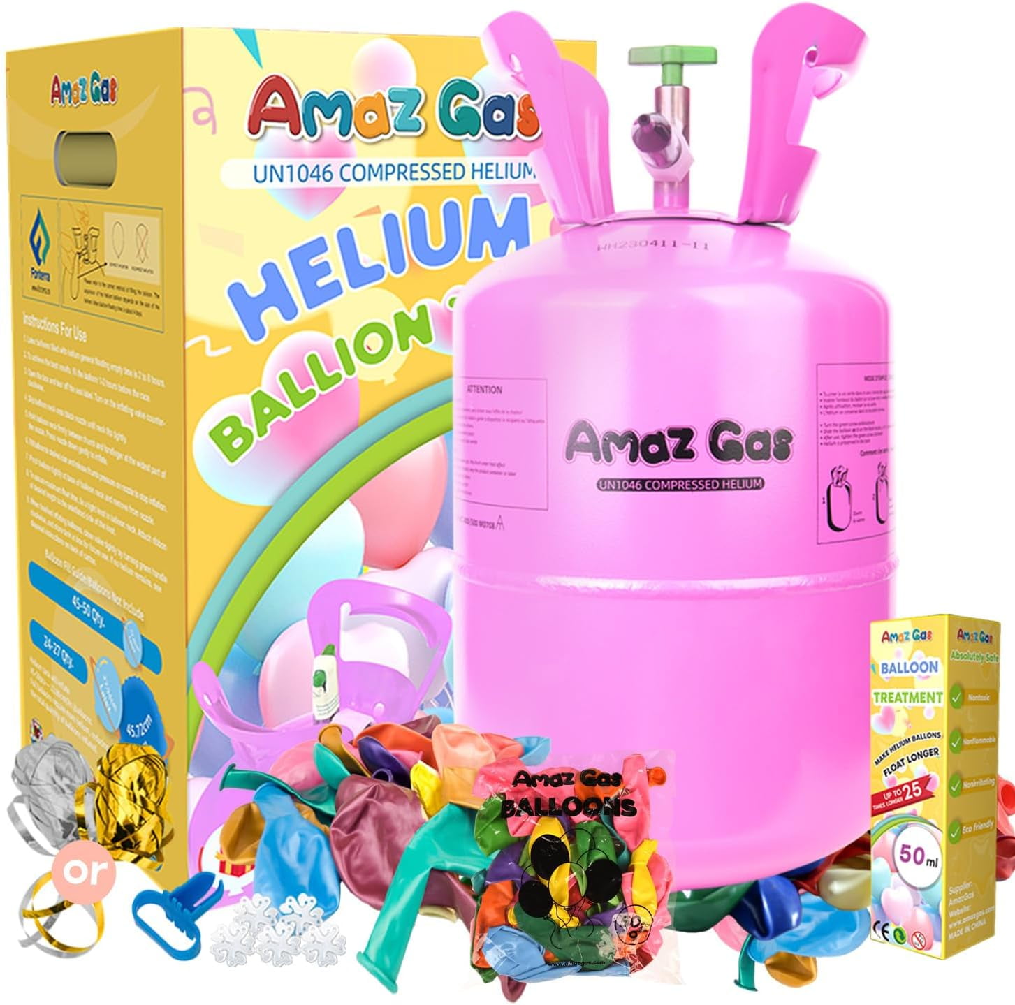 AmazGas 7L Premium Helium Gas Tank With 7.5 cu.ft 99.99% Pure Helium ...