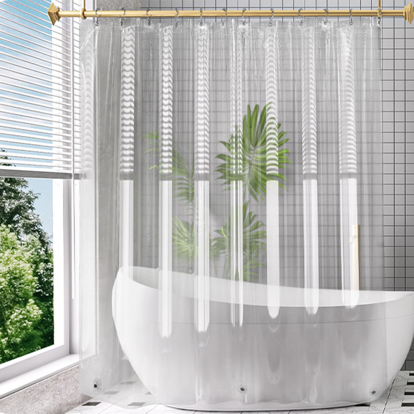 Amazer, Clear PEVA Shower Curtain, 72" x 84" Waterproof, Heavy Duty ...