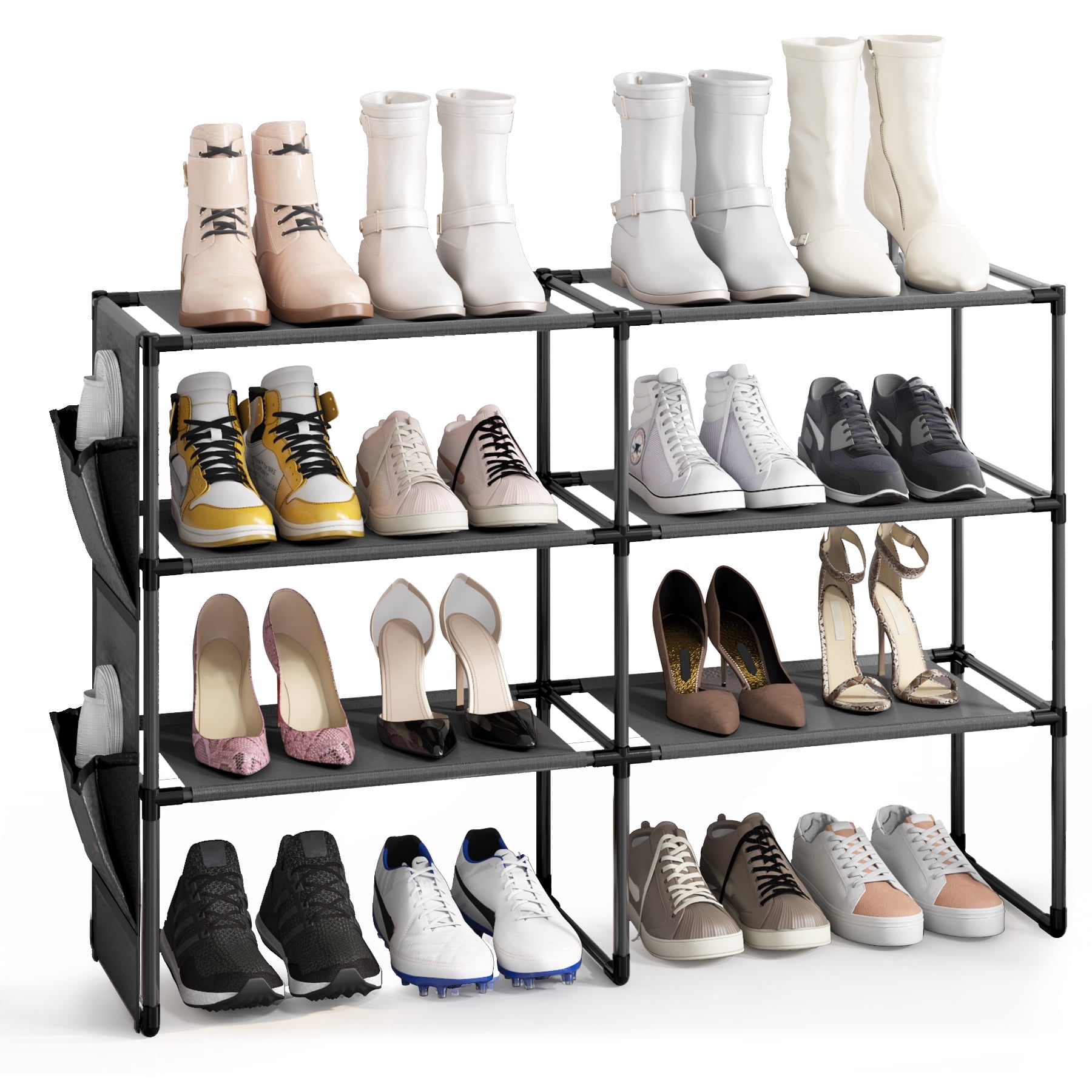 AmazerBath 4-Tier Closet Shoe Rack, Space-Saver for 16-20 Pairs, 34 ...