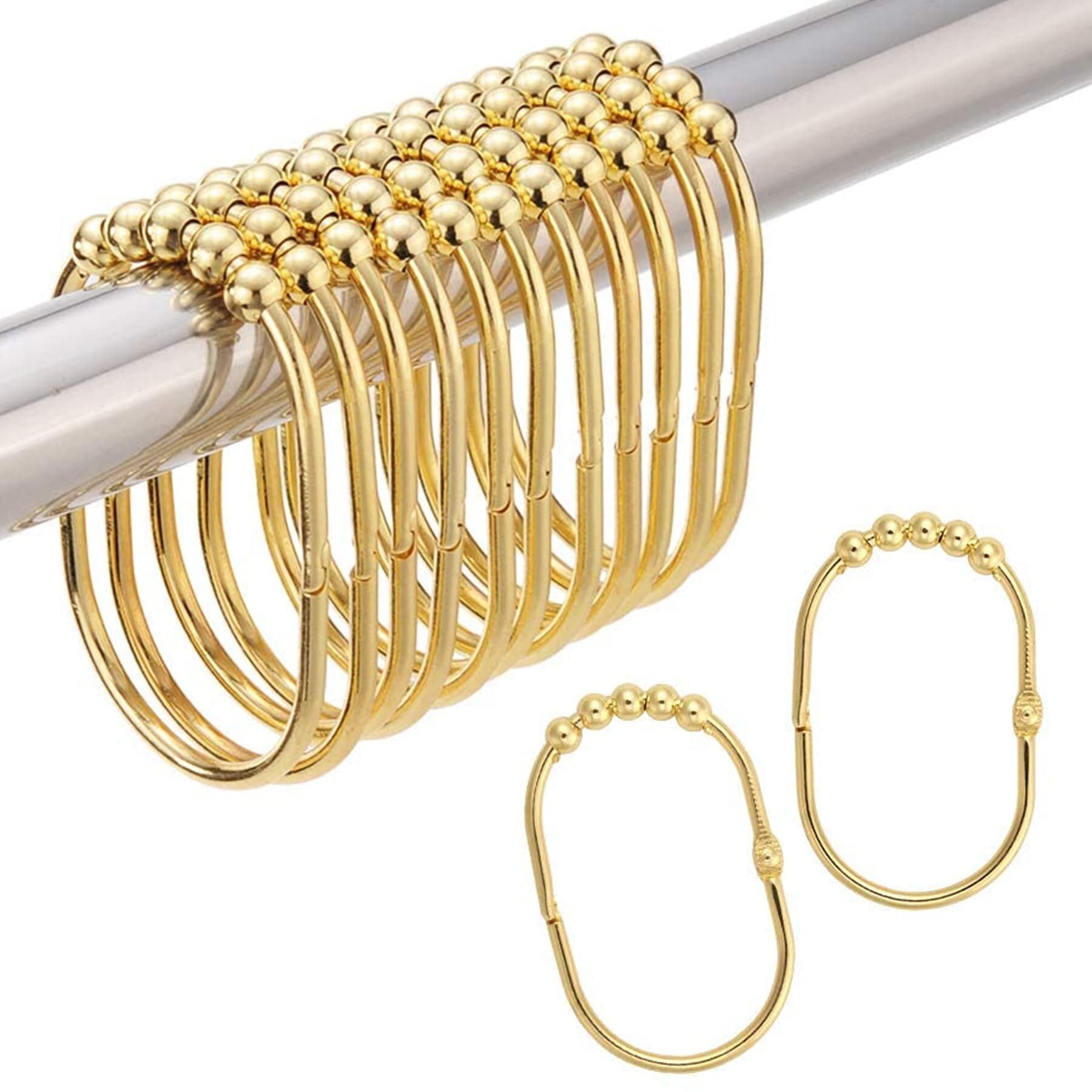 AmazerBath Gold Shower Curtain Rings, Shower Curtain Hooks Rust Proof ...