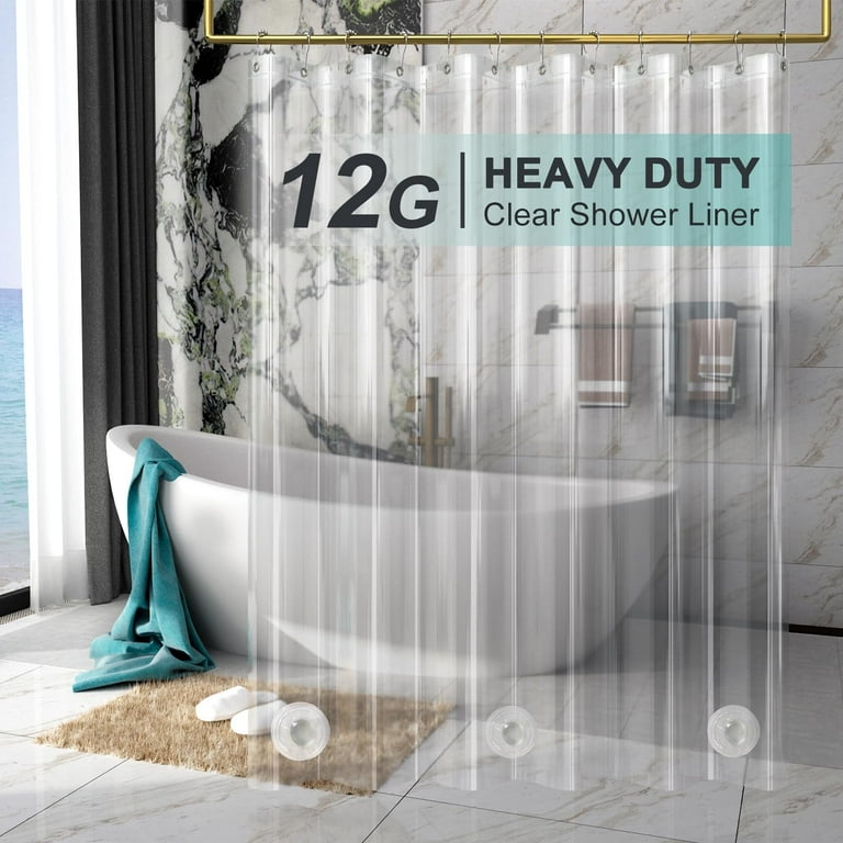 AmazerBath Heavy Duty Shower Curtain Liner 12 Gauge 72 x 72 Inches Clear Weighted Plastic Shower Curtain Liner with 3 Clear Stones and 12 Grommet Holes Walmart