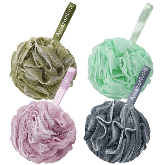 AmazerBath Exfoliating Loofah Sponge, 75g Bath Scrubber, Soft PE Body ...