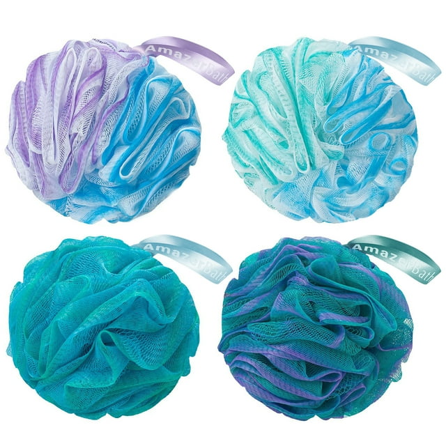 AmazerBath Exfoliator Mesh Scrub Loofah Sponge 75g, Set of 4, Large ...