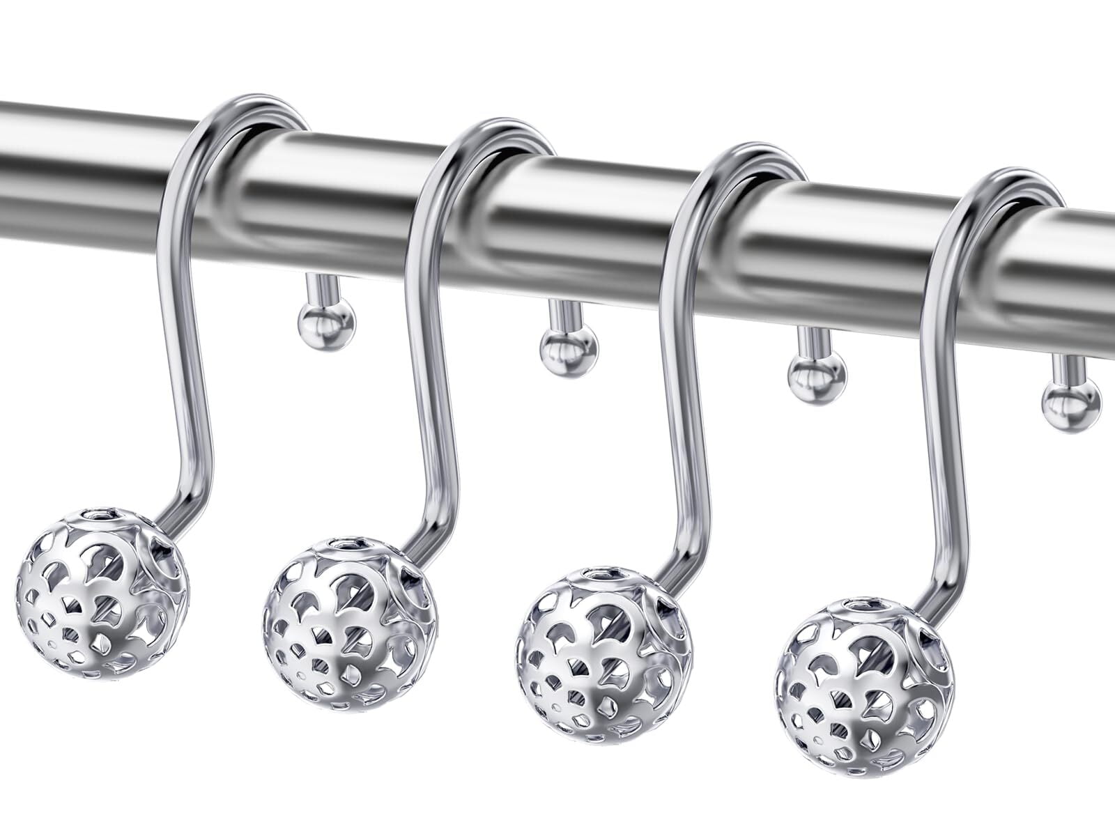 AmazerBath Shower Curtain Hooks, Shower Curtain Rings, Metal Decorative ...