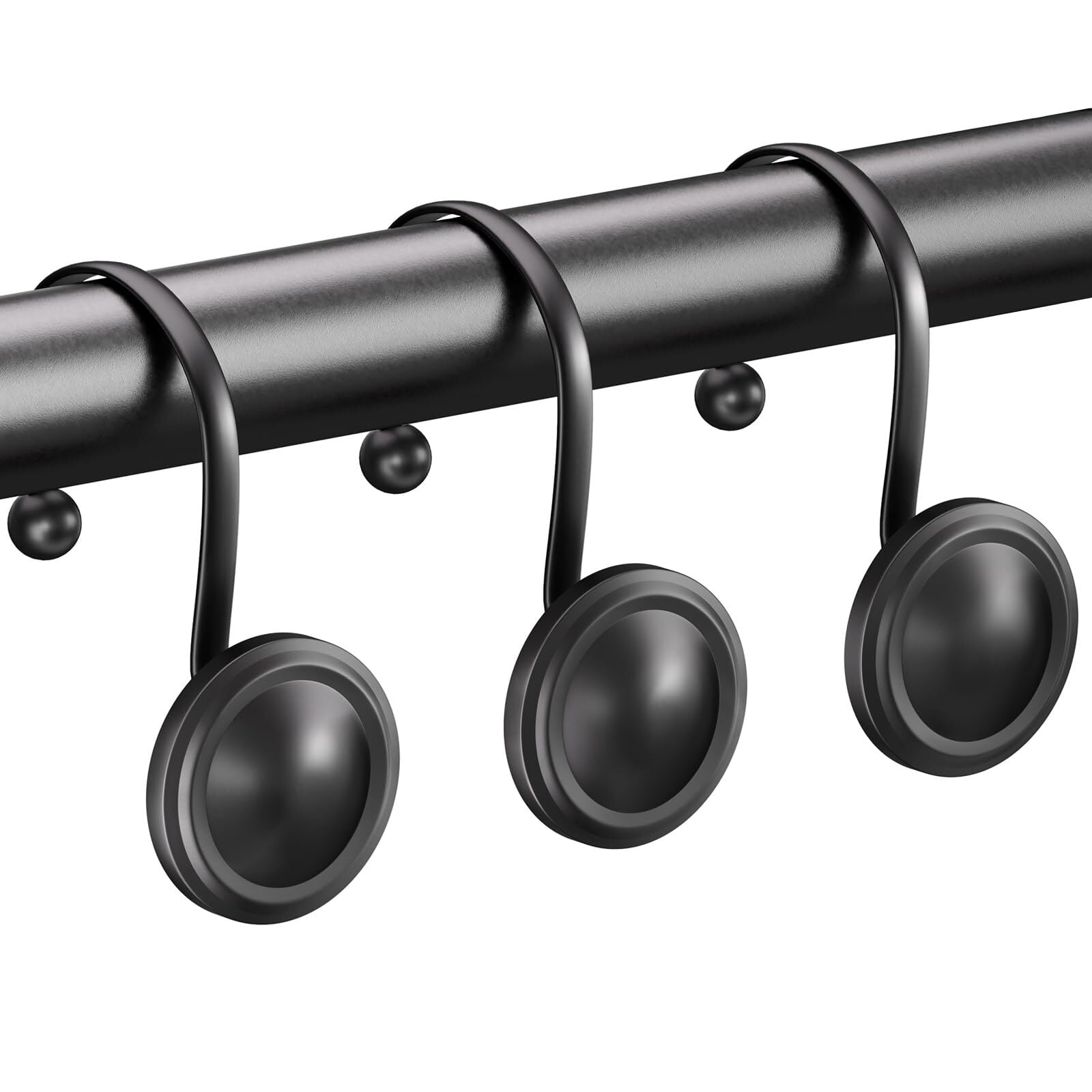 AmazerBath Shower Curtain Hooks, Black Metal, Durable Set of 12 with ...