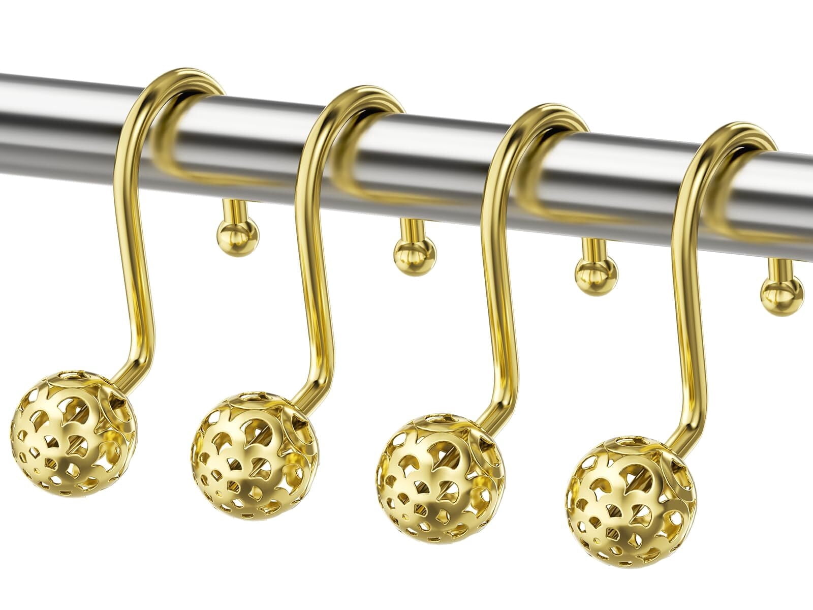 AmazerBath Shower Curtain Hooks, Set of 12, Gold Metal Rings - Walmart.com