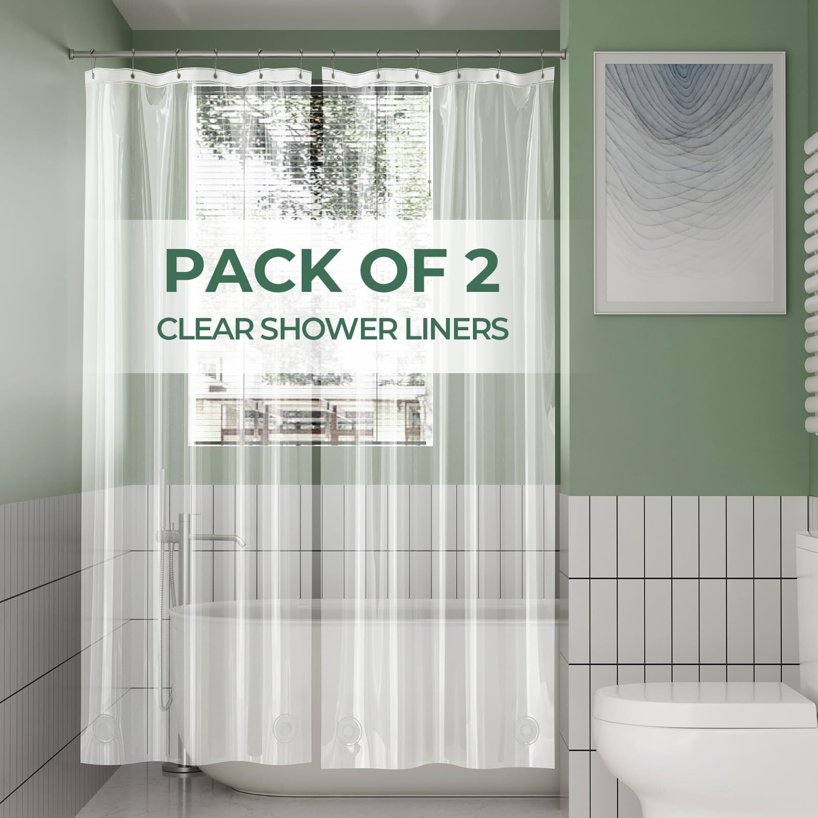 AmazerBath Stall Shower Curtain Liner 2 Pack, 36 x 72 Inches PEVA ...