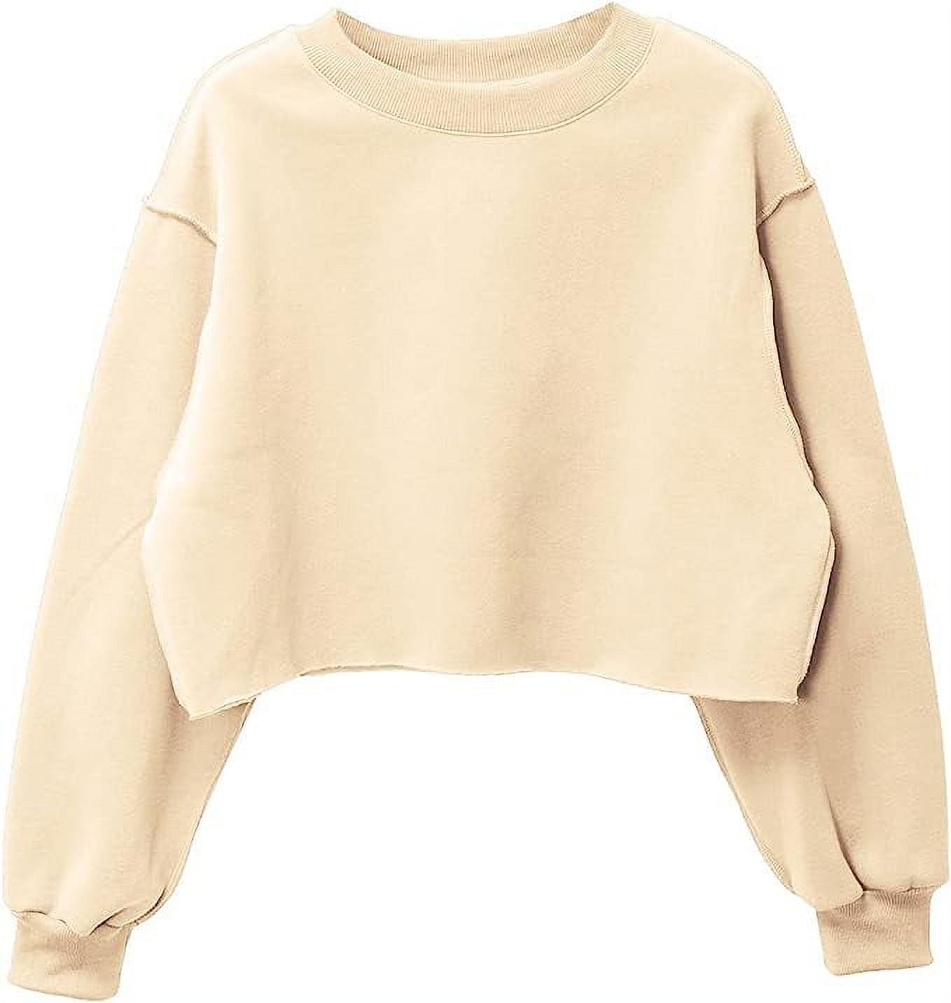 Amazhiyu Women Cropped Sweatshirt Long Sleeves Pullover Fleece Crop ...