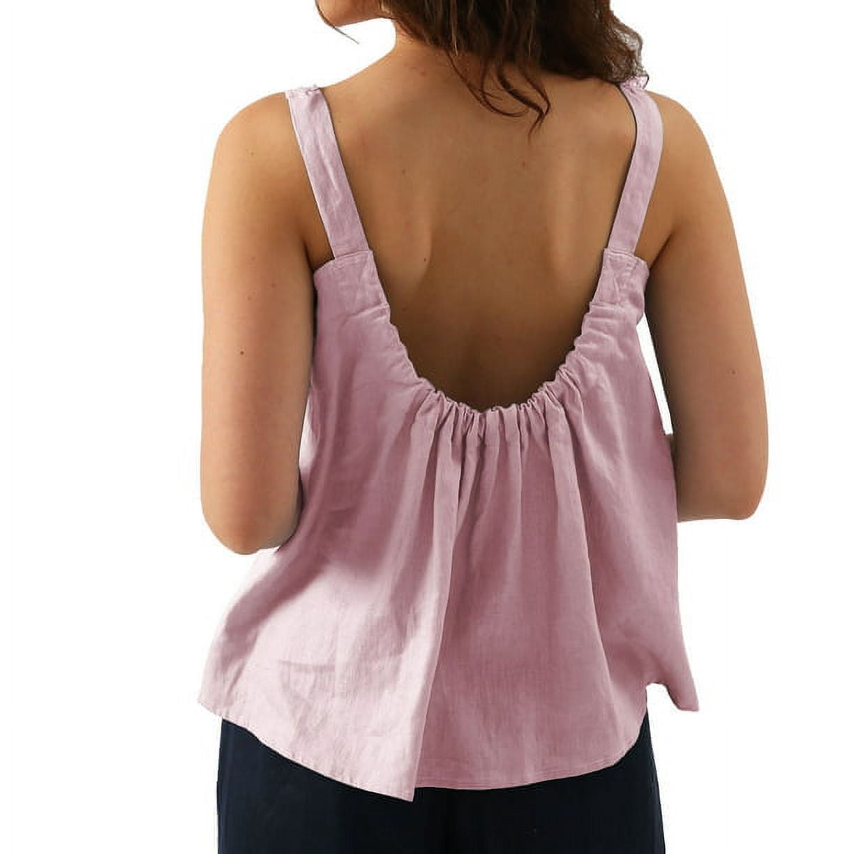 Amazhiyu Women's Woven Pure Linen Tank Tops Square Neck Sleeveless for ...