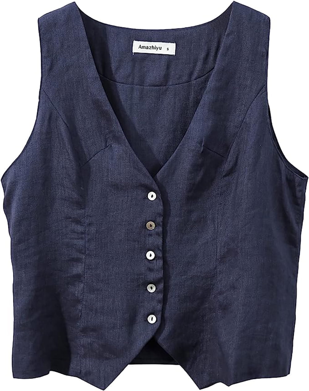Amazhiyu Womens Pure Linen Sleeveless Crop Top, Breathable Summer Vest ...