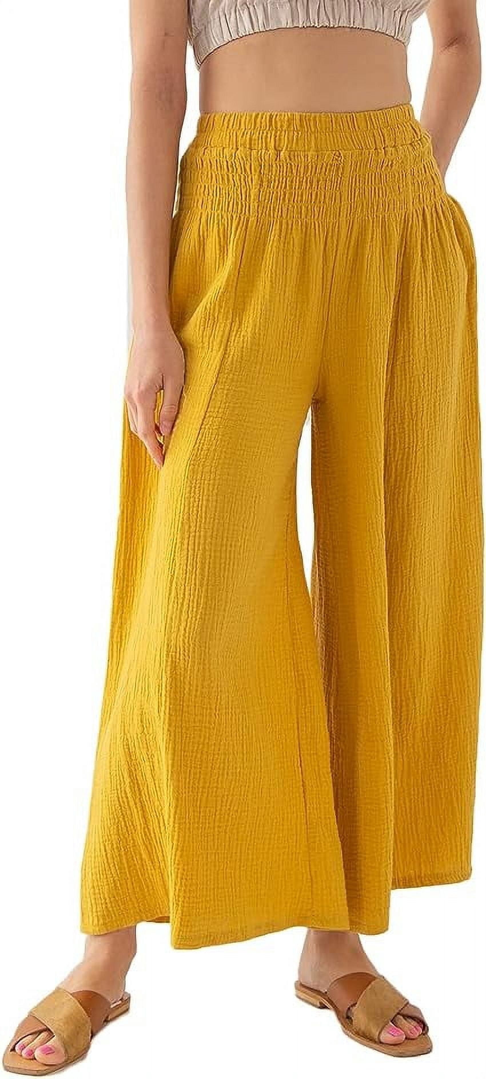 Amazhiyu Womens Wide Leg Palazzo Pants Flowy High Waist Casual Lounge ...