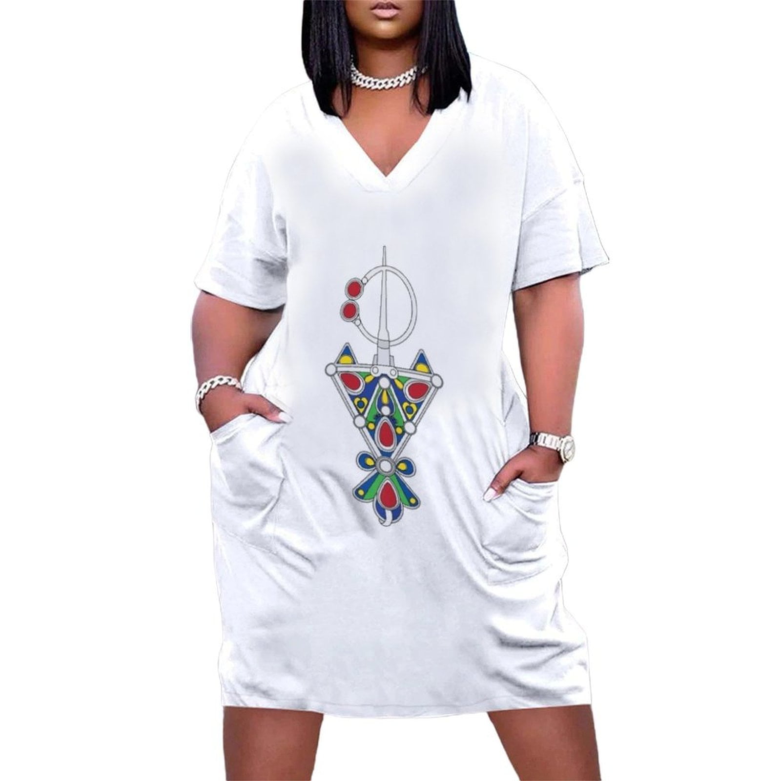 Amazigh Berber kabyle Symbole Loose Pocket Dress elegant chic women ...
