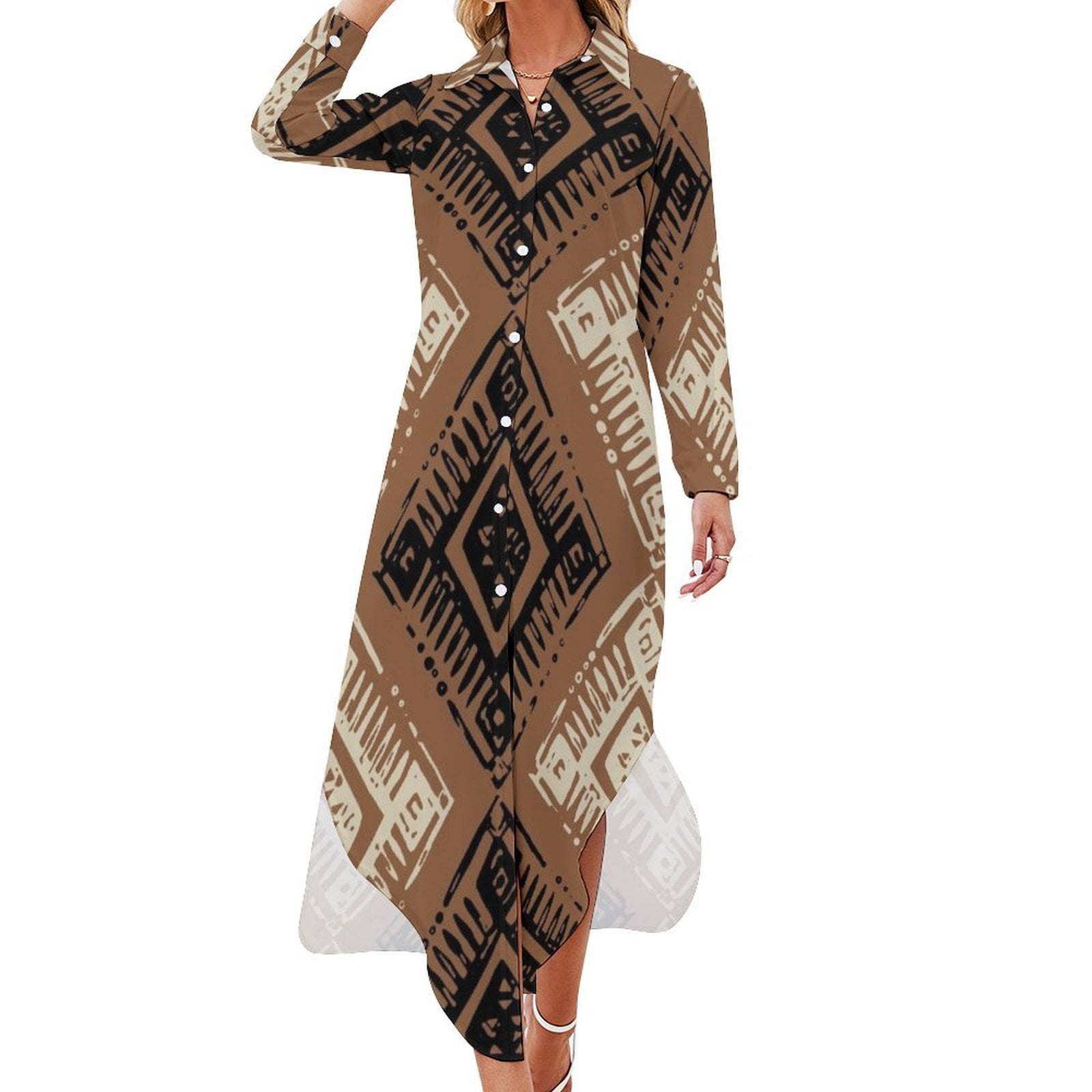 Amazigh Etchnic Pattern Long Sleeved Shirt Dress Long dress ceremony ...