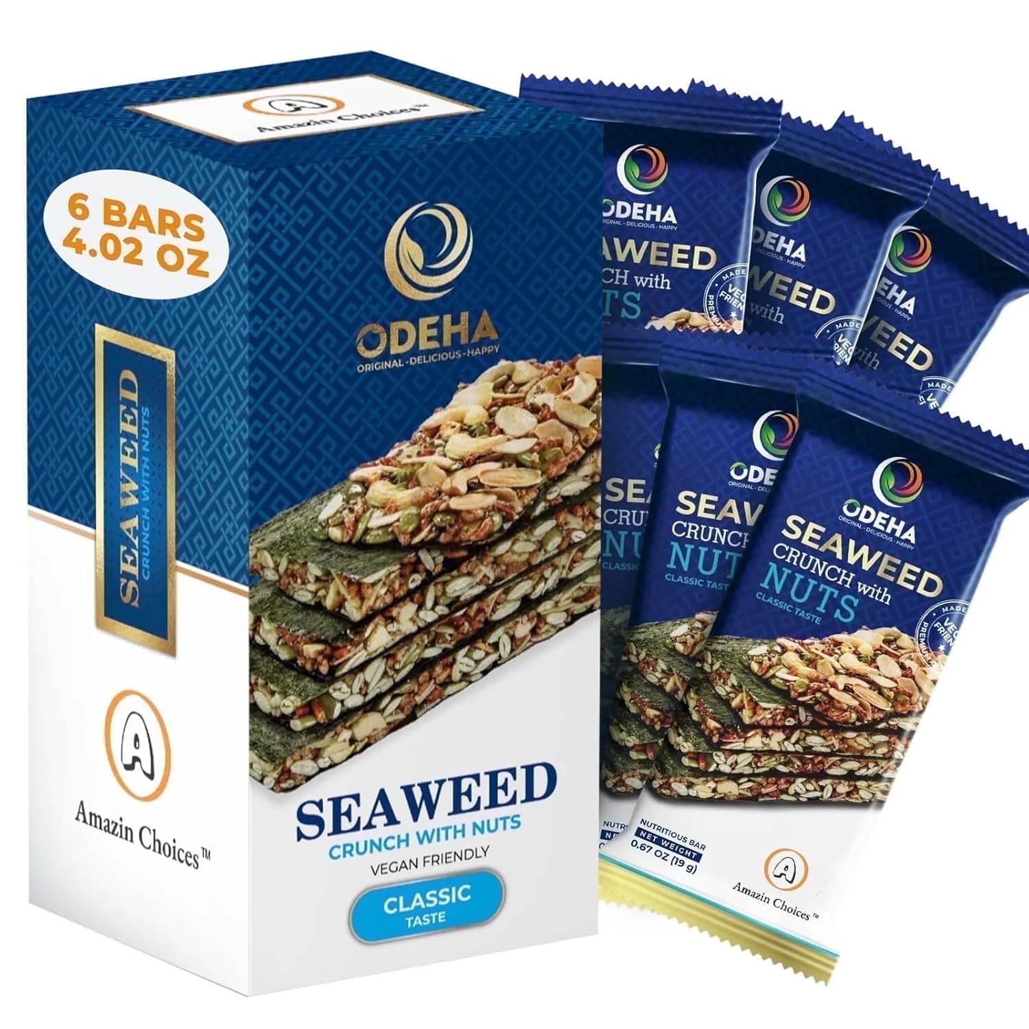 Amazin Choices Seaweed Crunch Bars with Nuts, Healthy Snacks, Classic ...