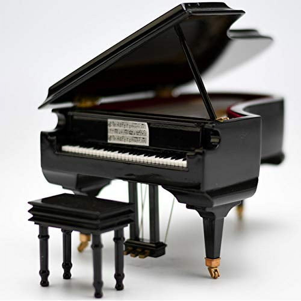 Amazing 18 Note Miniature Musical Hi-Gloss Black Grand Piano Music Box ...